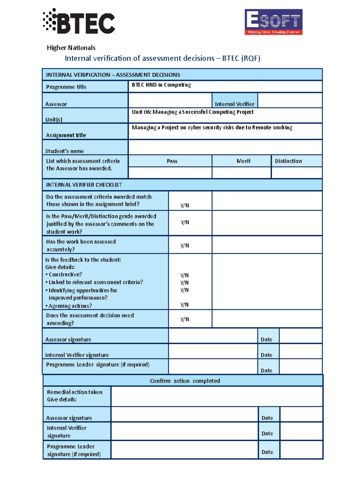 MSCP Assignment - good - Higher Nationals Internal verification of ...