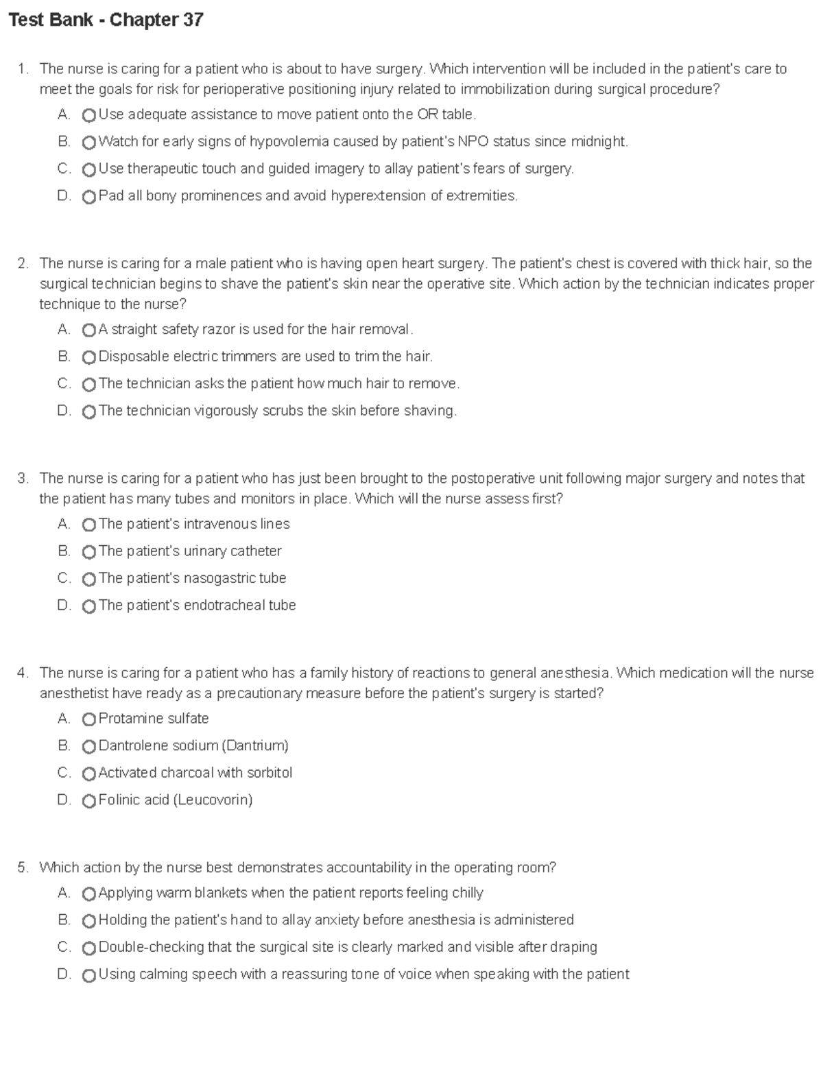 Chpt+37+PQ - Practice - Test Bank - Chapter 37 The nurse is caring for ...