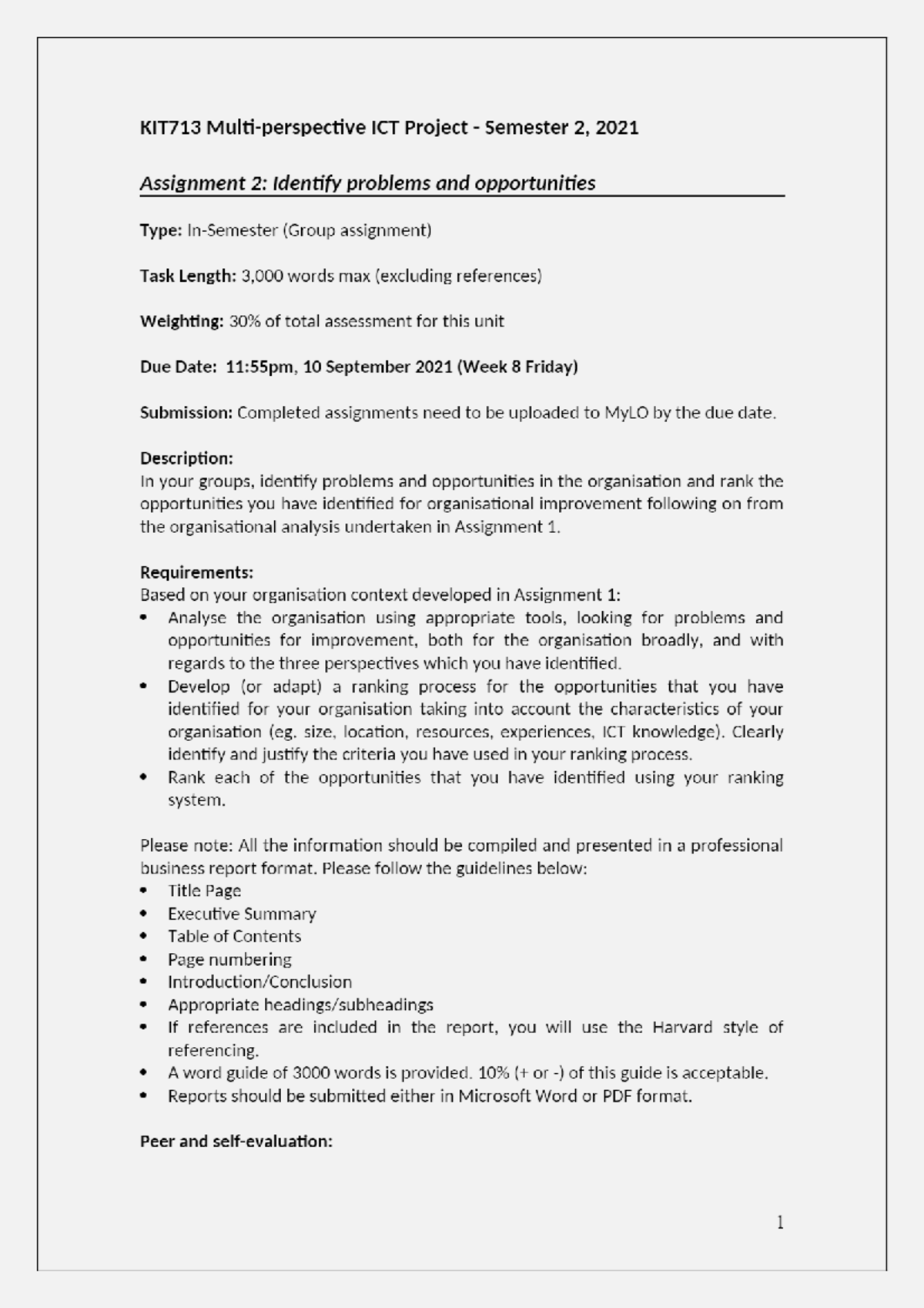 KIT713 Assignment 2 S2 20211 - KIT713 Multi-perspective ICT Project ...