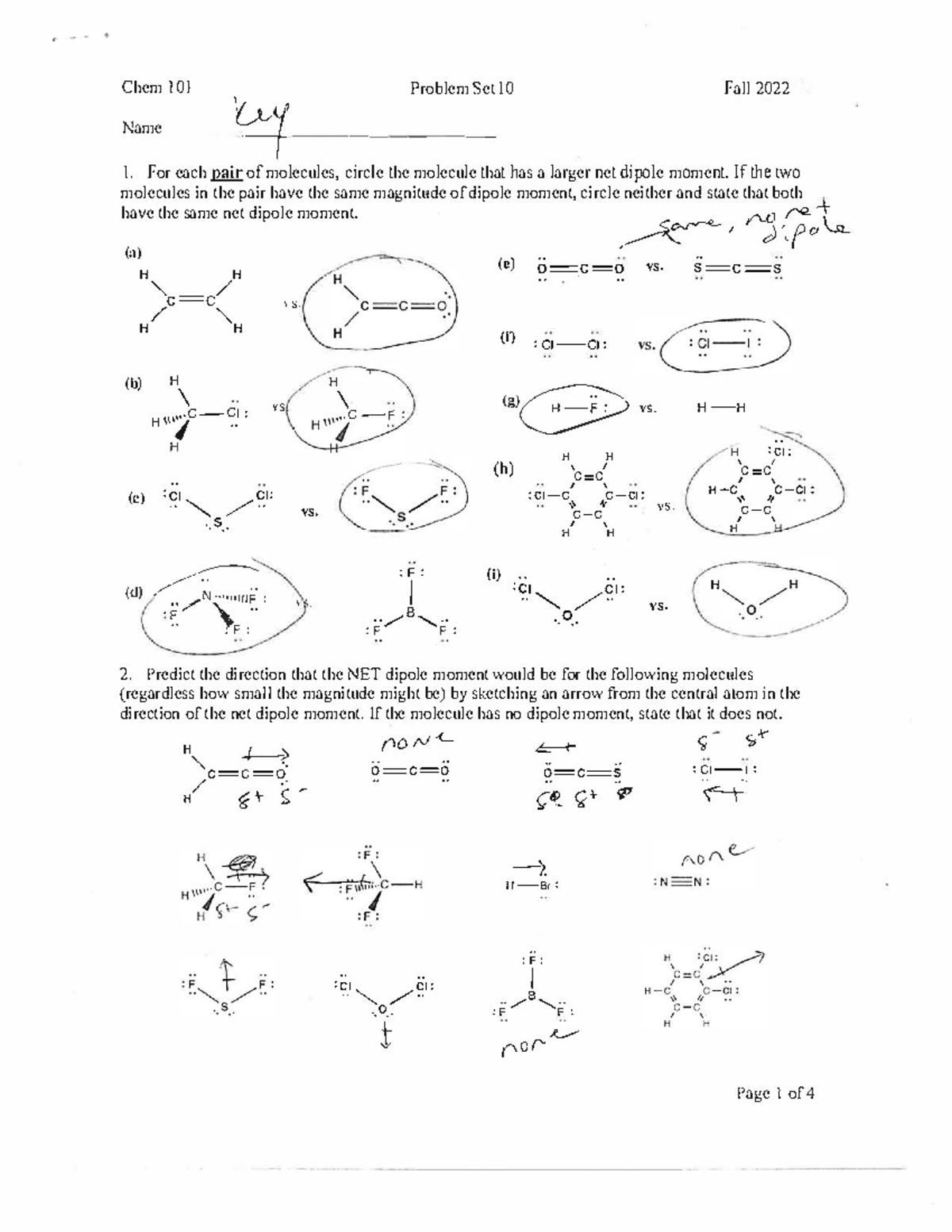 General Chemistry 1 Week 10 Practice Problems Answer Key - Chem 101 ...