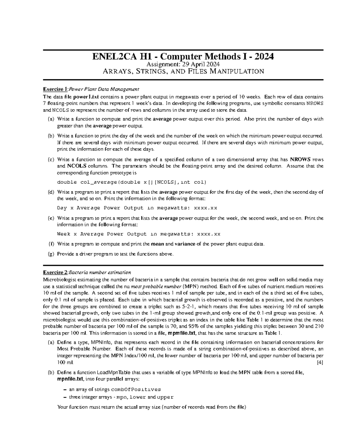 Cm24 Assign 2 Arrays Strings And Files Manipulation Enel2ca H1 Computer Methods I 2024 8138