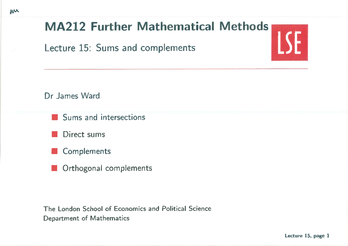 Lecture - fm213 - FM212 - Studocu