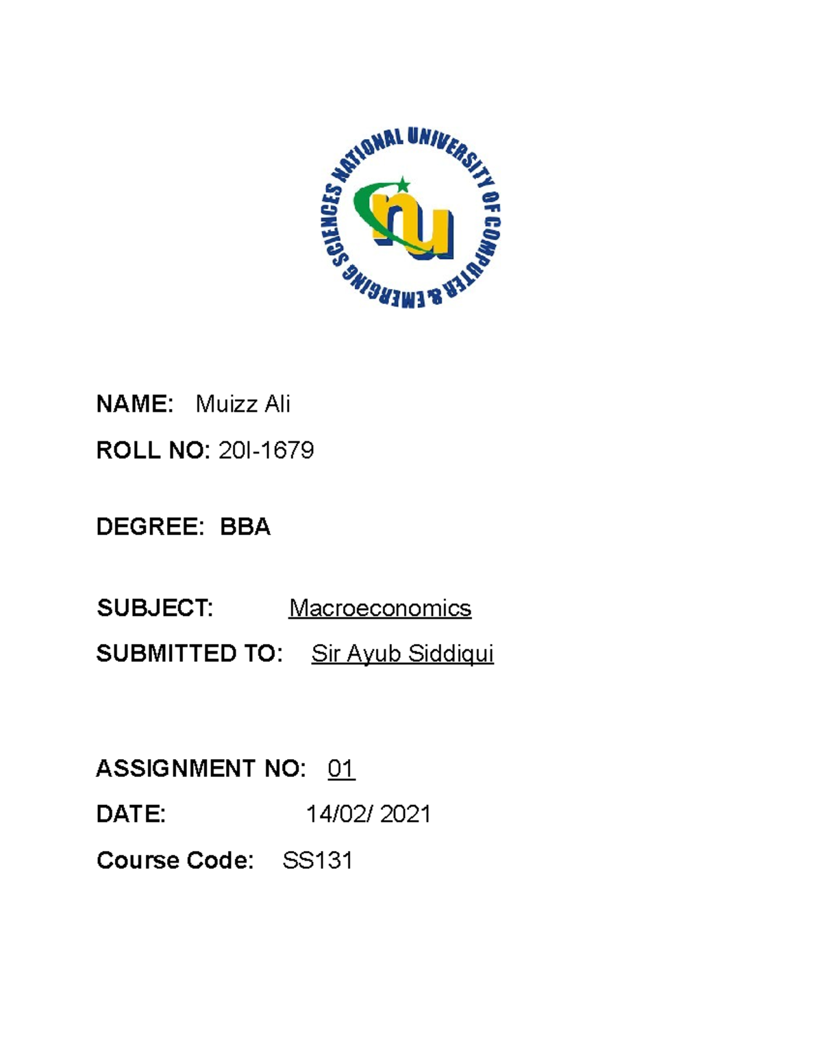 20i 1679 Muizz Ali A1 14Feb22 Macro agents - NAME: Muizz Ali ROLL NO ...