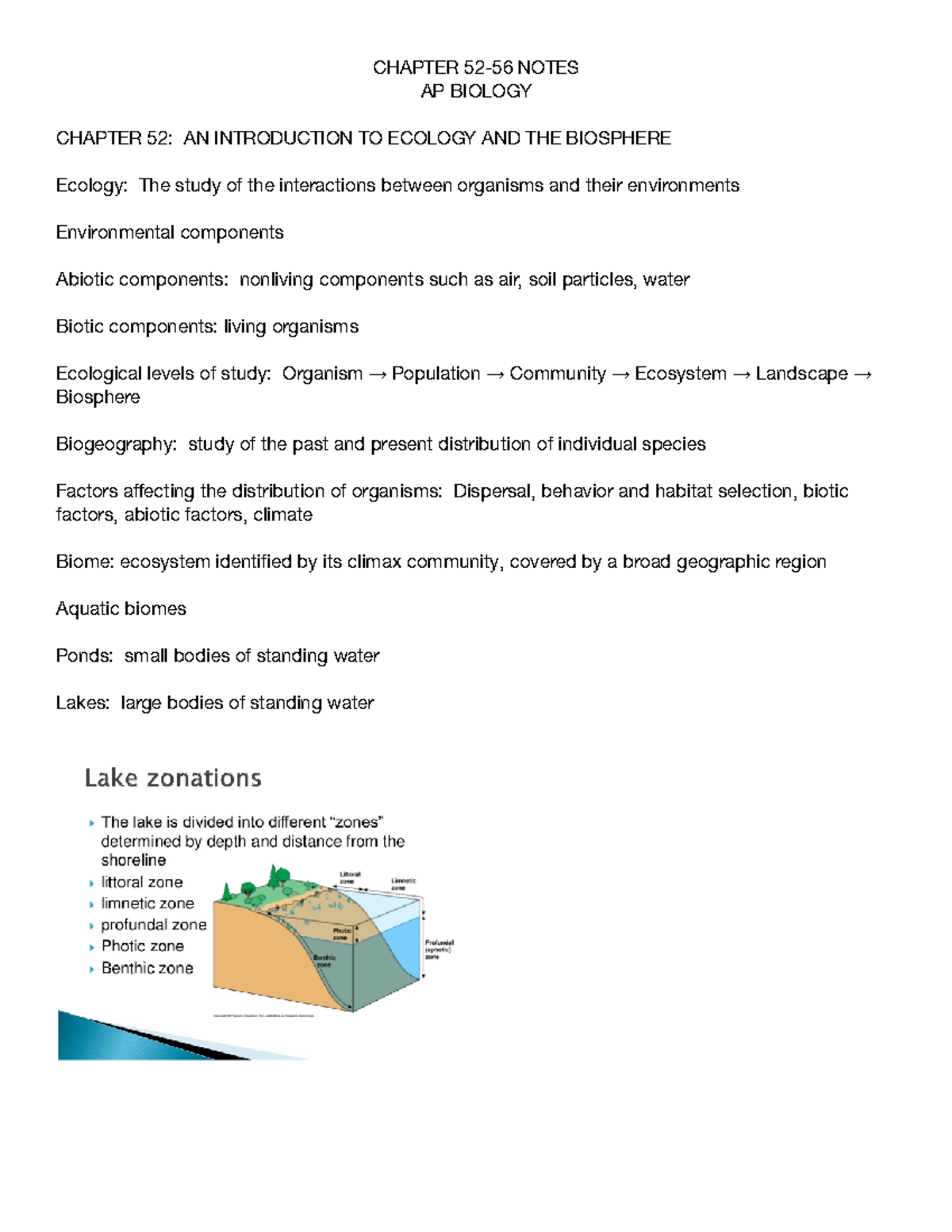 Chapter 52-56 notes: ECOLOGY AND THE BIOSPHERE - CHAPTER 52-56 NOTES AP ...