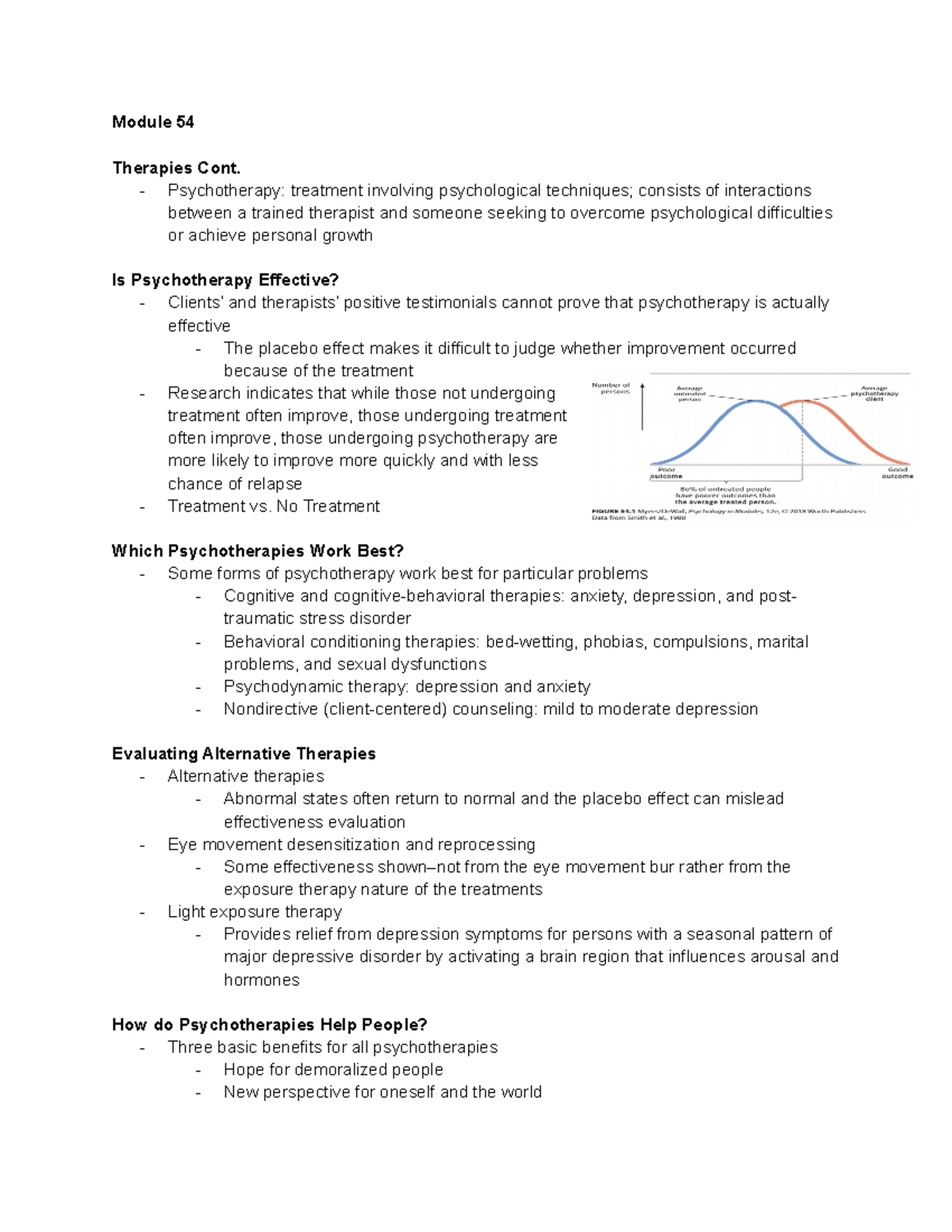 Module 54 Therapies Cont. Psychotherapy: Is it Effective? Which ...