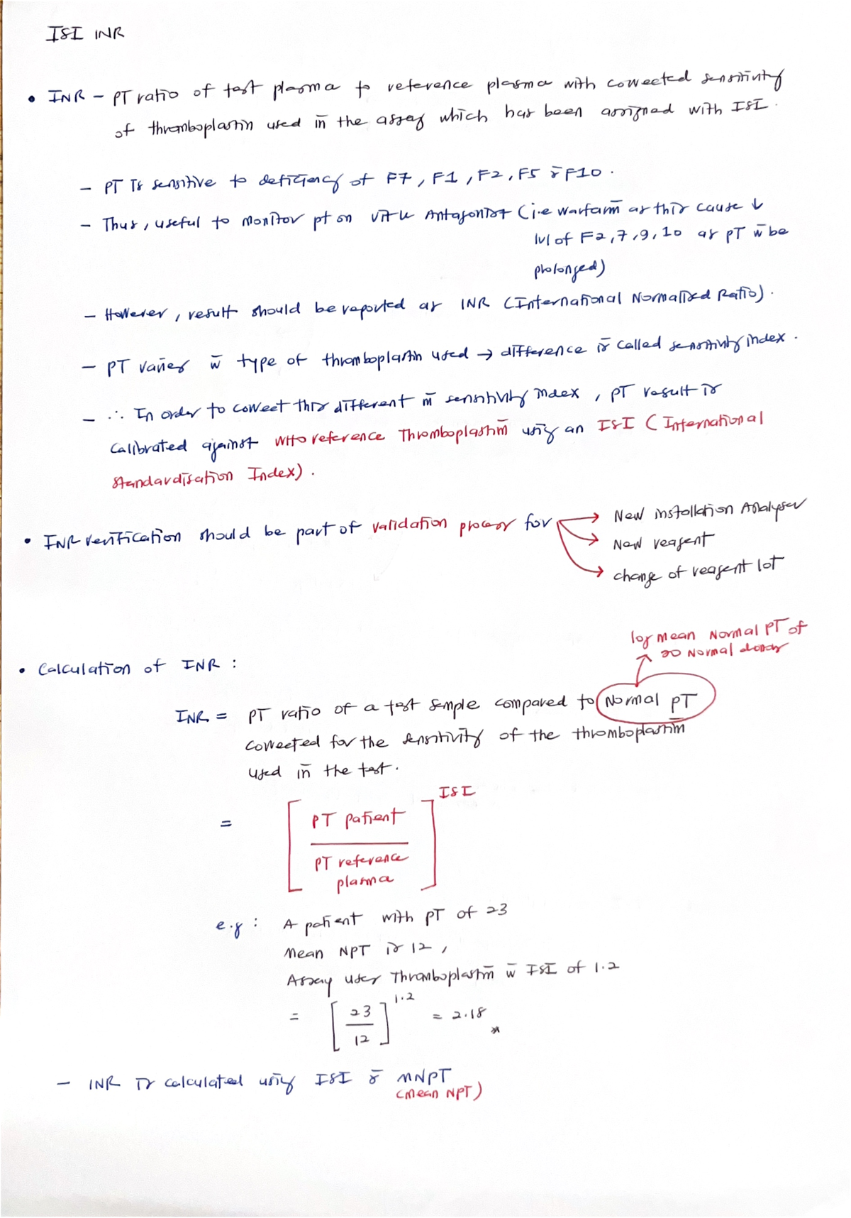 ISI INR - Short note on ISI INR - ISI INR INR. PT ratio of test plasma ...