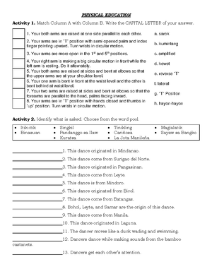 Mapeh UNIT QUIZ PART 1 - 3rd Quarter Music and Arts Summative Quiz ...