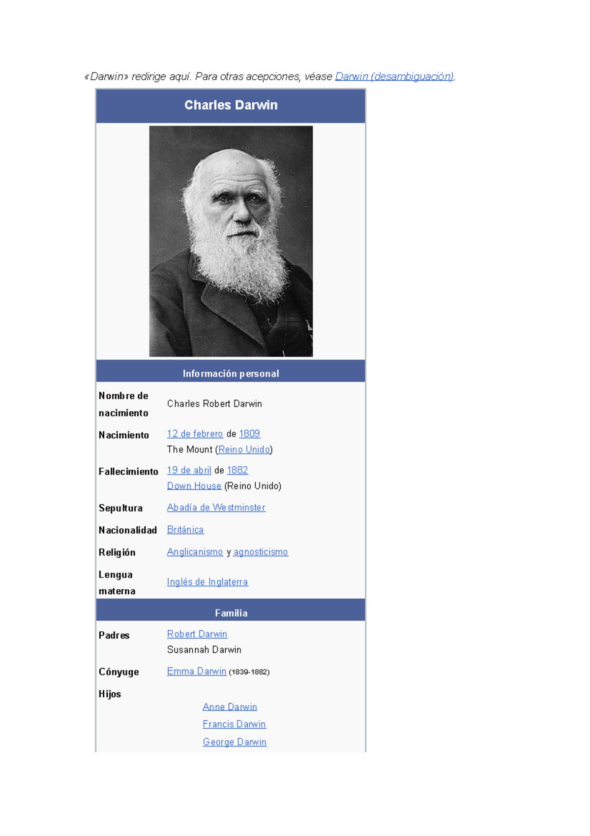 Aaaaaaaaaaaa - dasdasdas - «Darwin» redirige aquí. Para otras ...