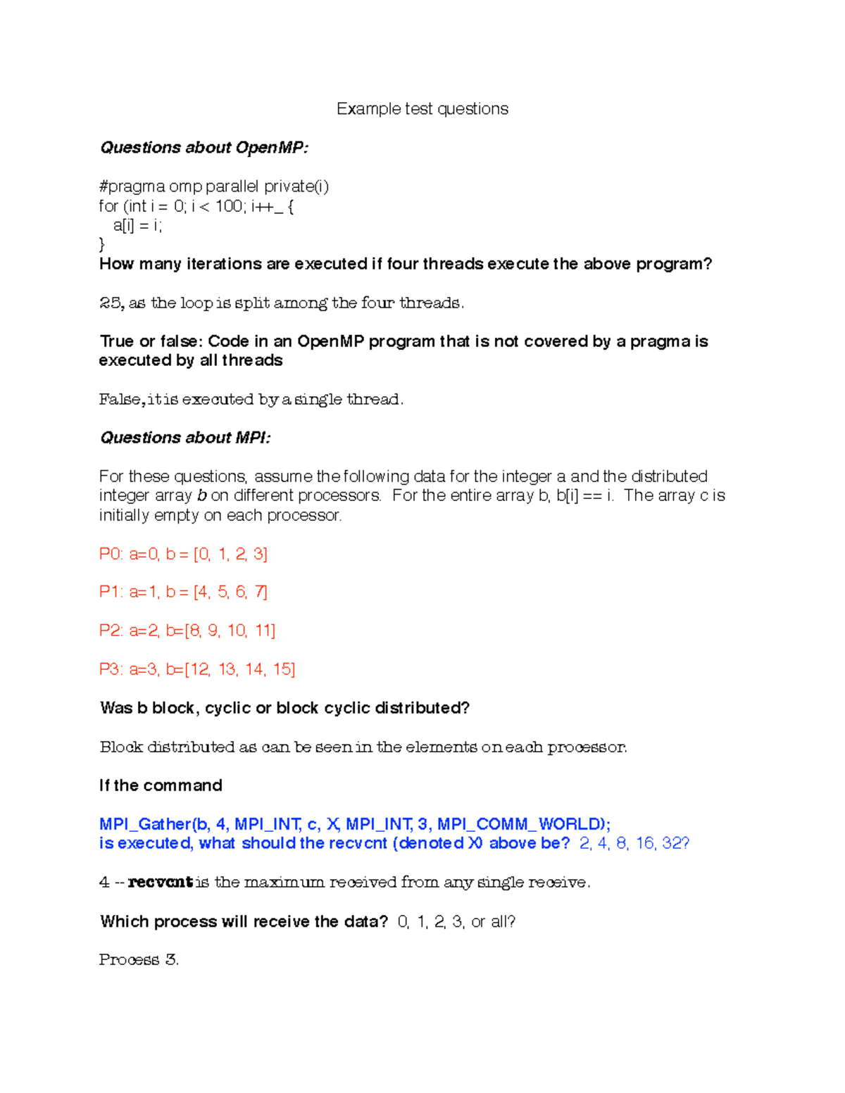 Ece563 e2 sp2014 sample sol - Example test questions Questions about ...