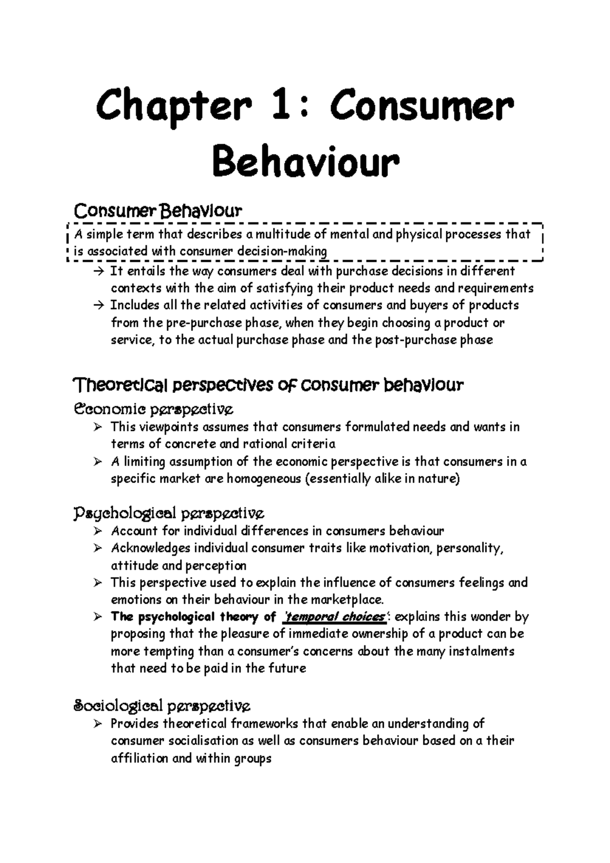 Chapter 1 Opsom - Summary Consumer Behaviour - Warning: TT: undefined function: 32 Chapter 1 ...