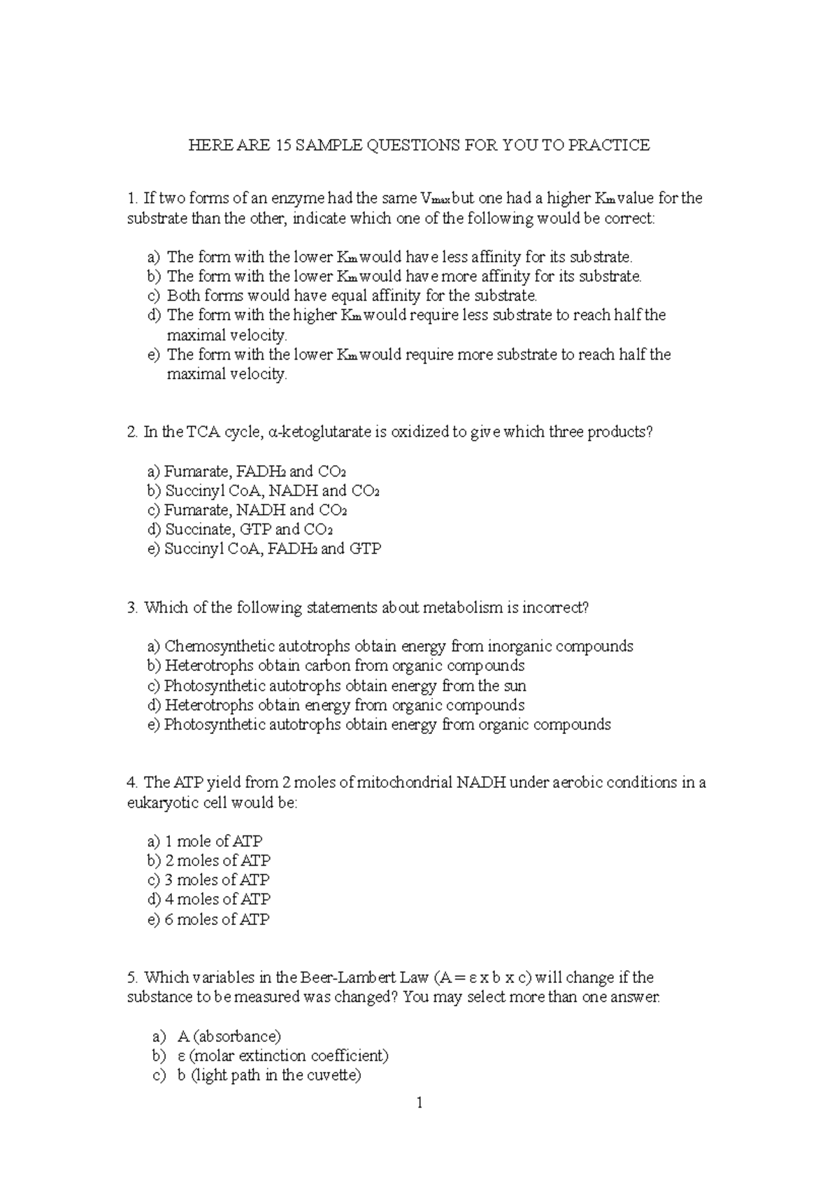 BIO152 MST Sample questions - 2023 S1 - HERE ARE 15 SAMPLE QUESTIONS FOR YOU TO PRACTICE If two ...