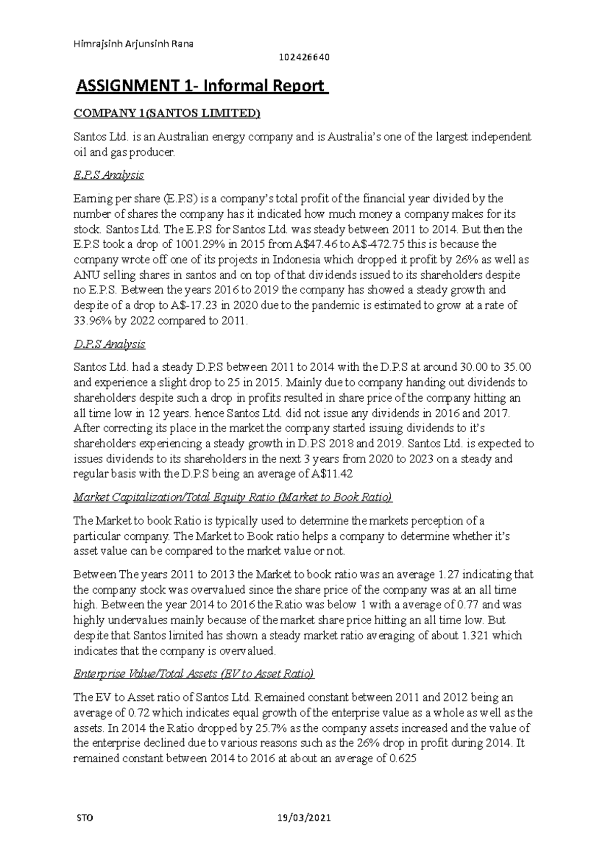 Assignment 1- Informal Report - 102426640 ASSIGNMENT 1- Informal Report ...