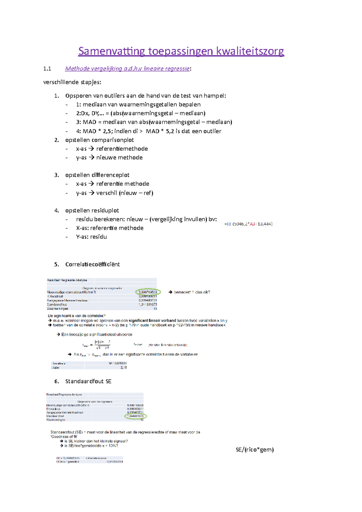Samenvatting toepassingen kwaliteitszorg - d.h lineaire regressie ...