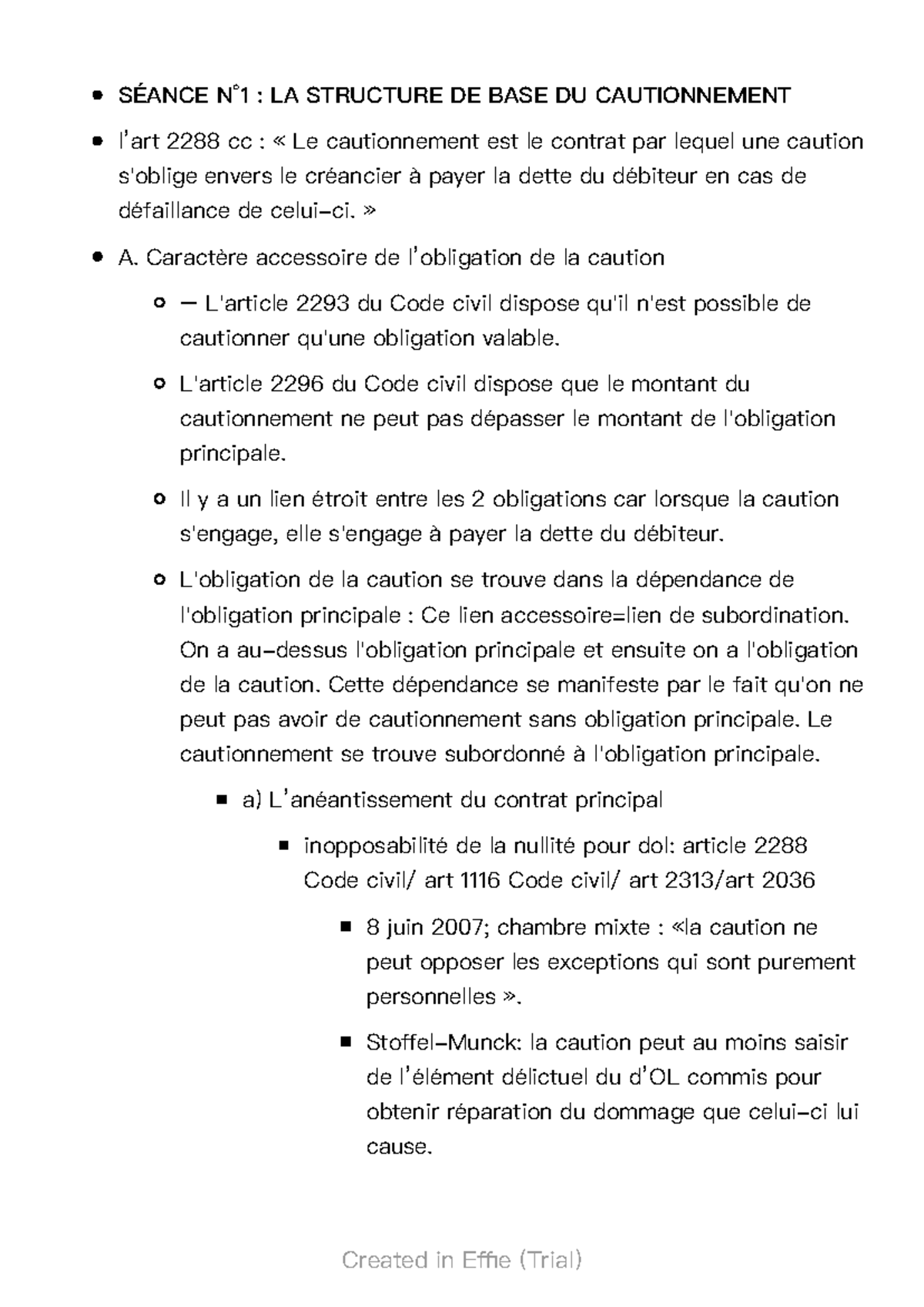 Séance N°1 LA Structure DE BASE DU Cautionnement - SÉANCE N°1 : LA ...