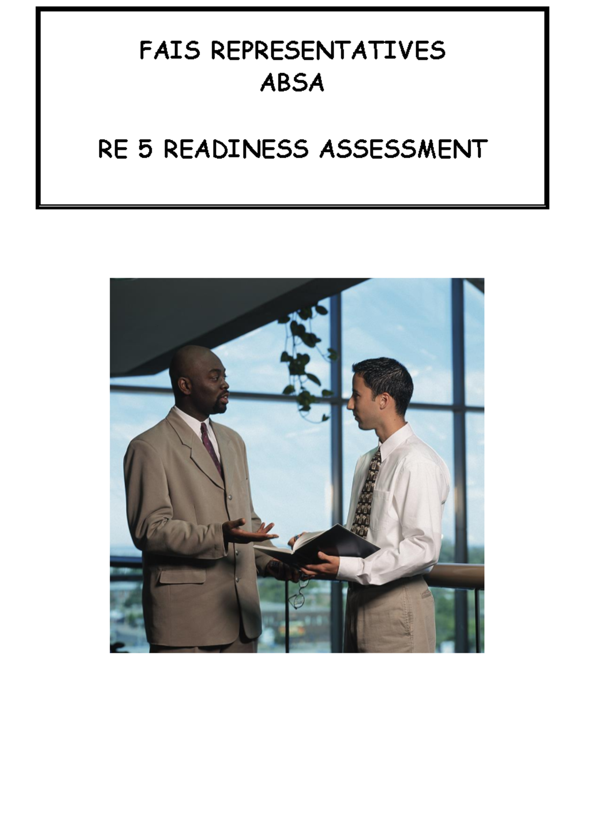 RE - RE5 - FAIS REPRESENTATIVES ABSA RE 5 READINESS ASSESSMENT FAIS ...