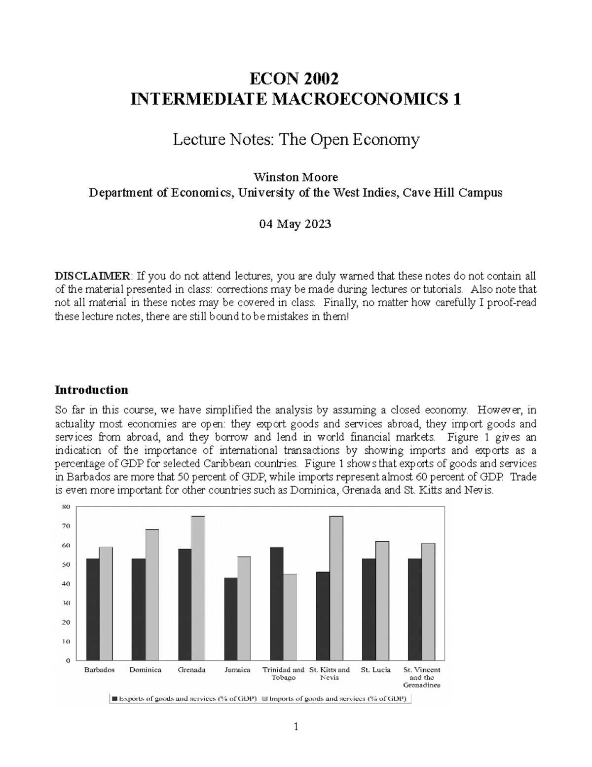 Lecture 6 - The Open Economy - ECON 2002 INTERMEDIATE MACROECONOMICS 1 ...