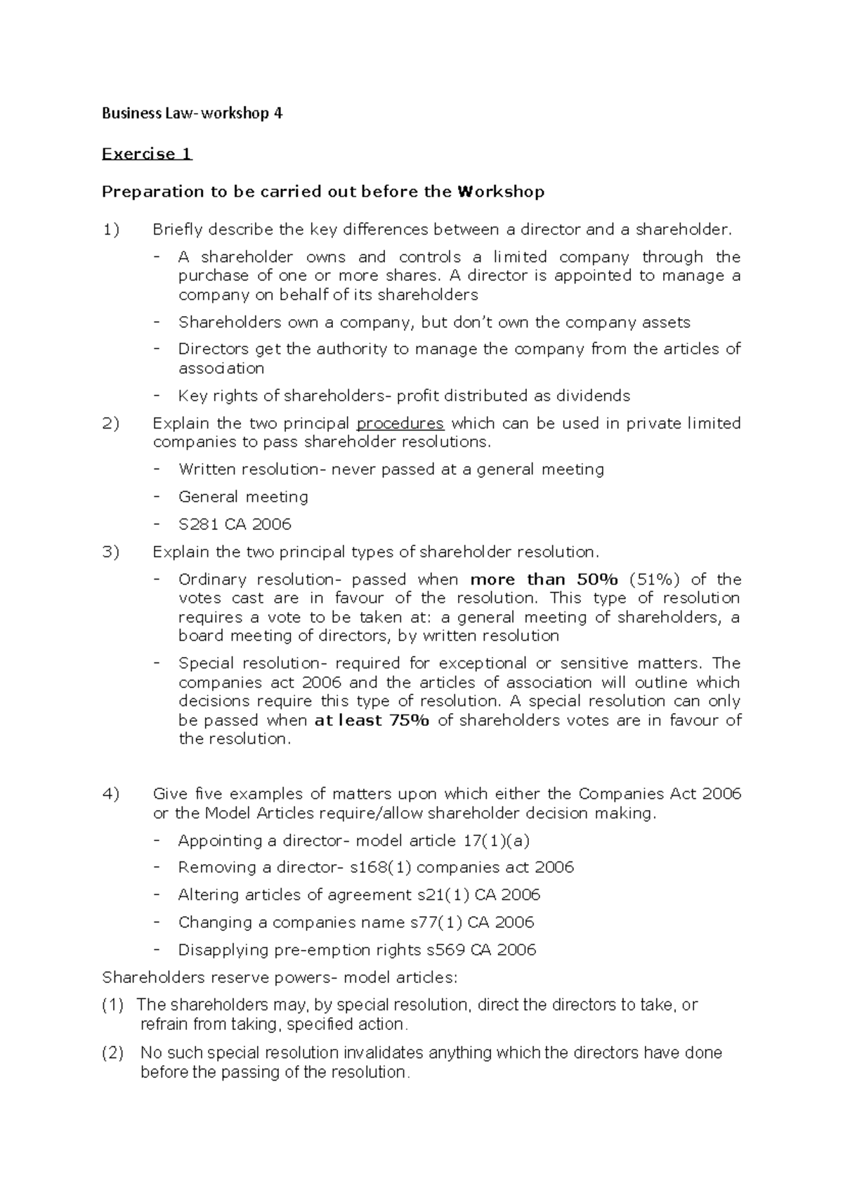 Business Law- ws4 - Lecture notes 4 - LBU - Studocu