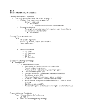 CH 1 - Intro TO Learning - BASIC LEARNING PROCESSES Chapter 1 Study of ...