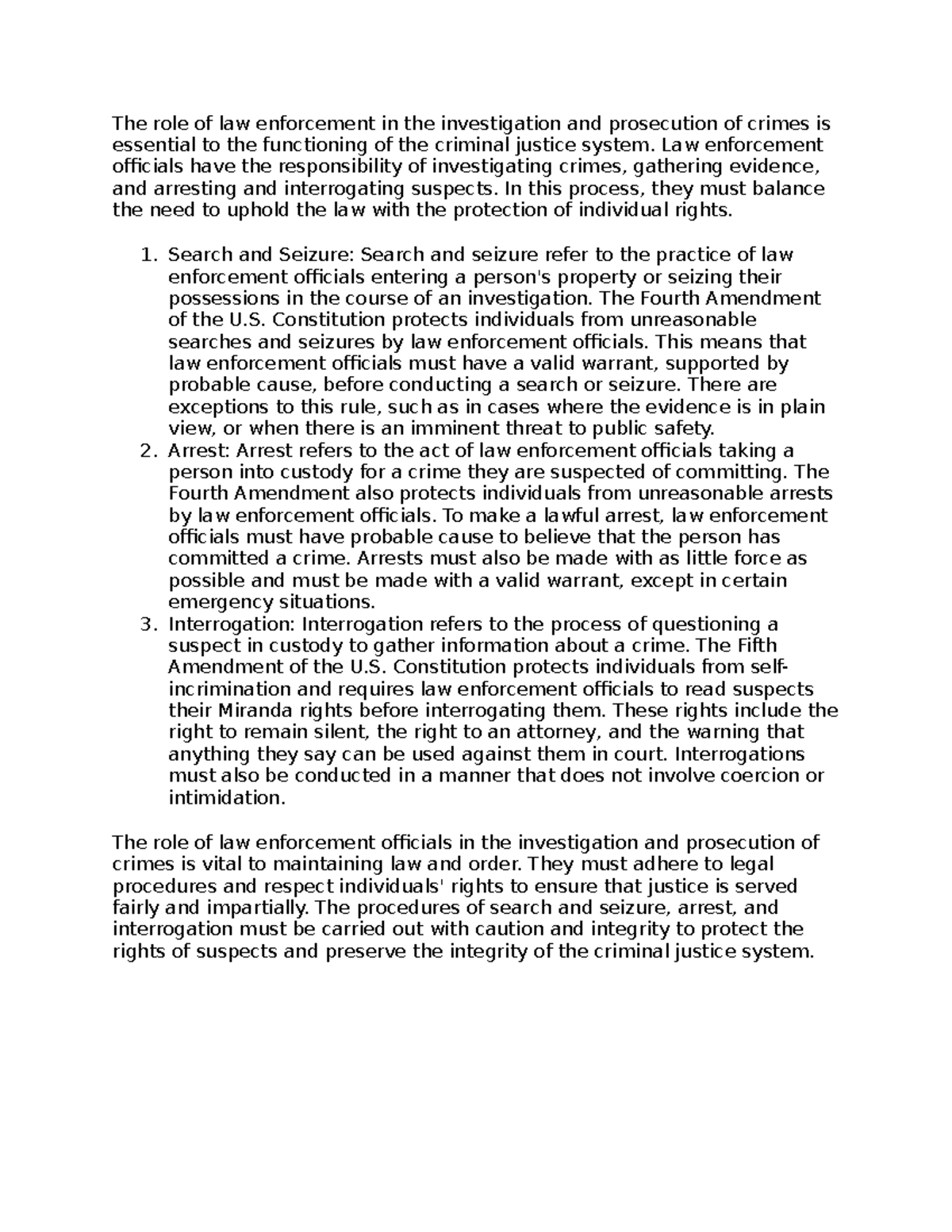 The Role Of Law Enforcement In The Investigation And Prosecution Of ...