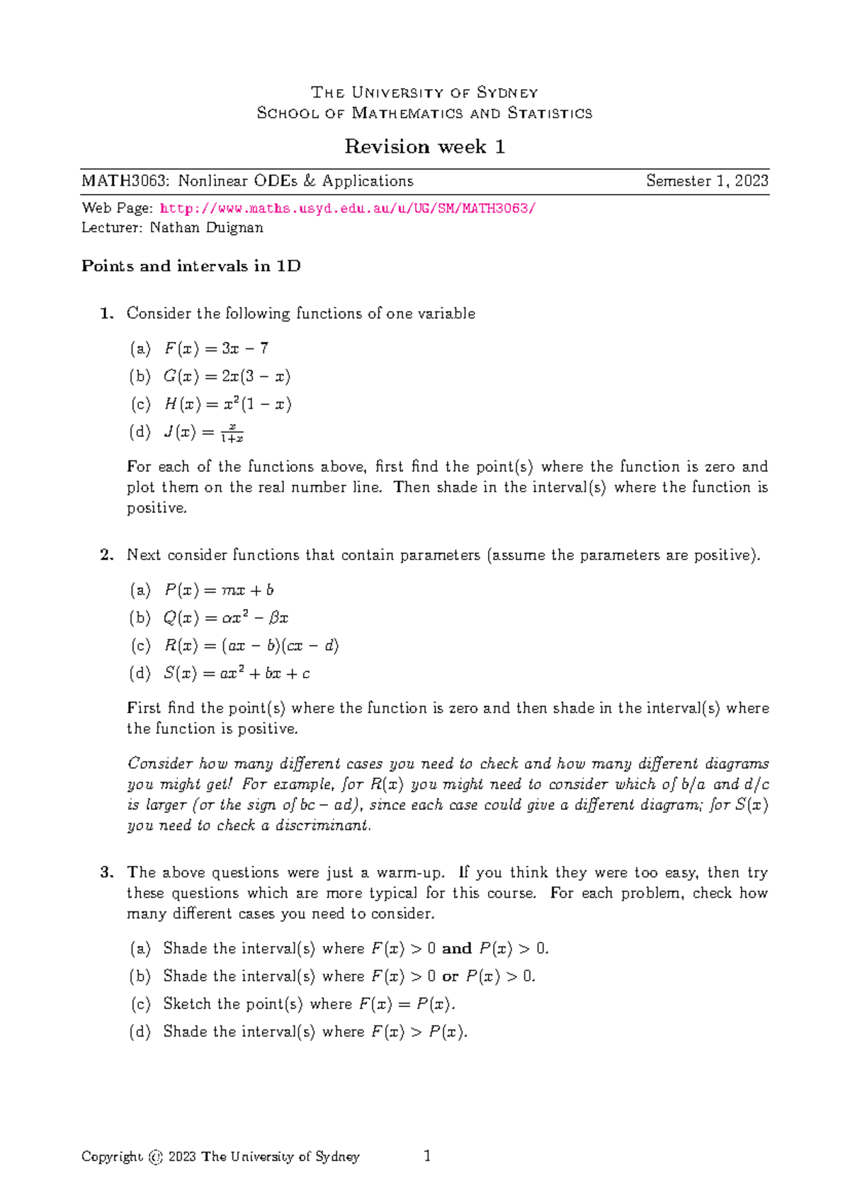 Tutorial 0 - The University of Sydney School of Mathematics and ...
