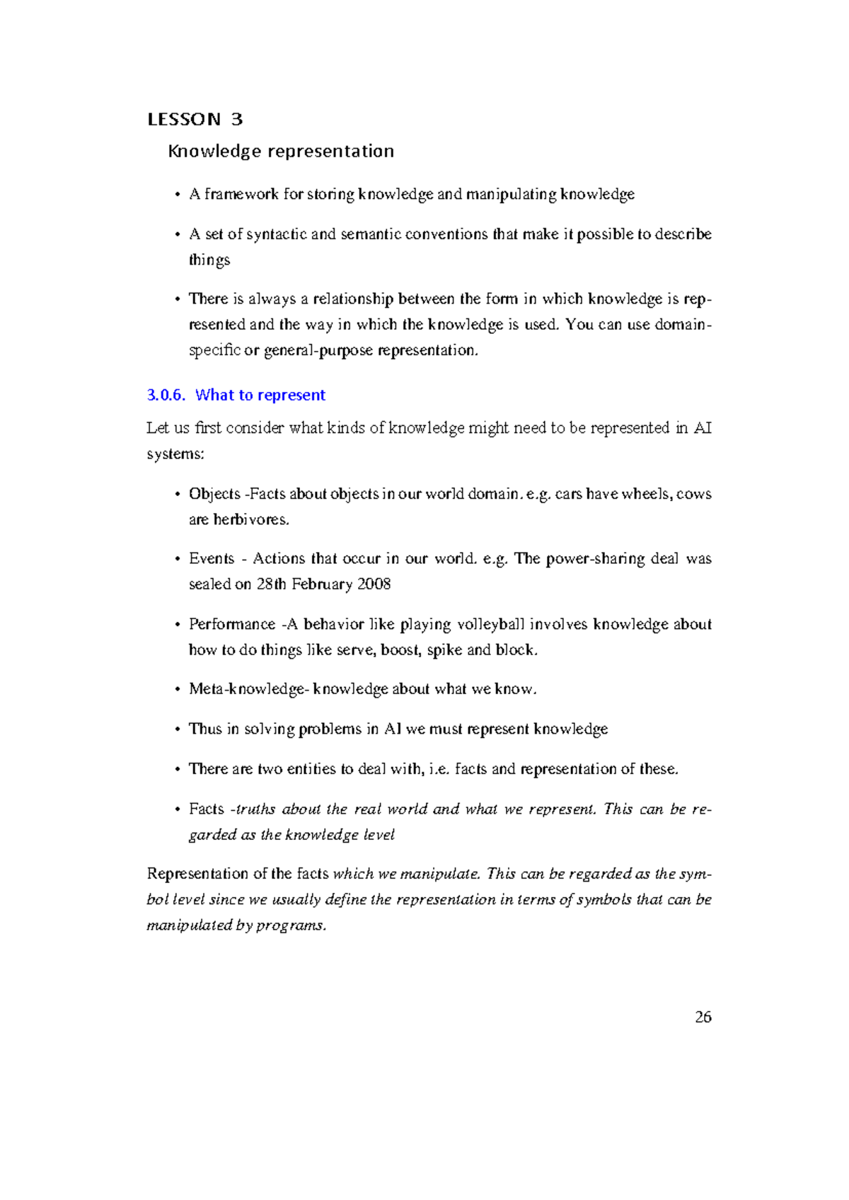 Class 3 kbs - lesson three notes on knowledge based systems - LESSON 3 ...