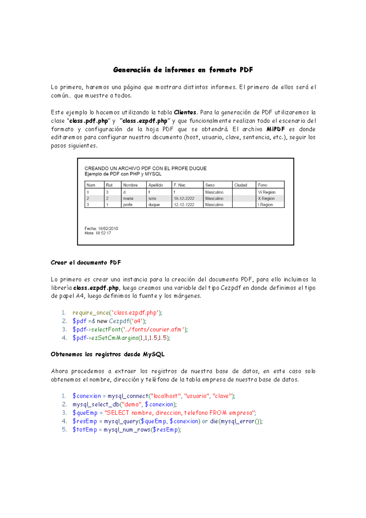 Clase 2 - Mantenedor en PHP - 5° parte - Informes en PDF - Generación ...
