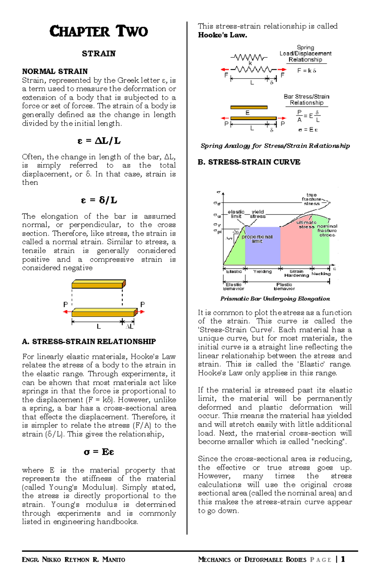 Chapter-2-Strain - MECHANICS - CHAPTER TWO STRAIN NORMAL STRAIN Strain ...