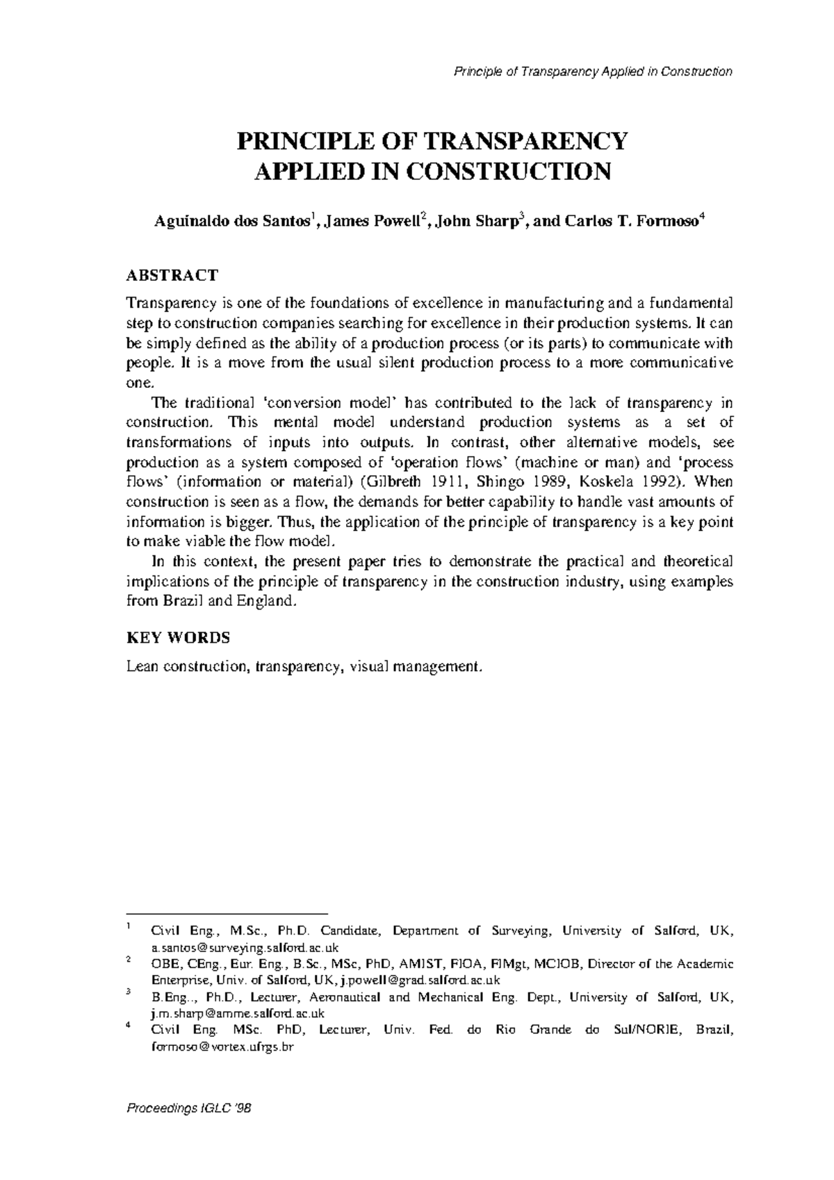 LP2 Appendix 4 - Transparency in construction - Principle of ...
