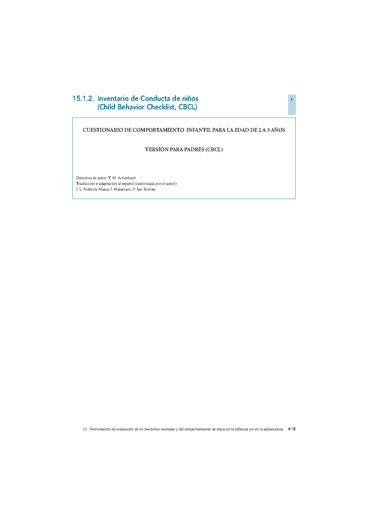 Prueba CBCL - CUESTIONARIO DE COMPORTAMIENTO INFANTIL PARA LA EDAD DE 2 ...