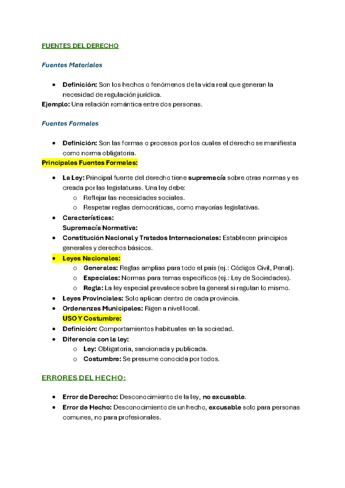 Fuentes DEL Derecho - DEDEDE - FUENTES DEL DERECHO Fuentes Materiales ...