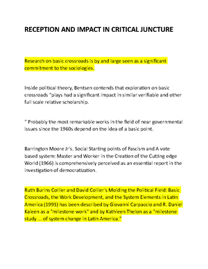 Critical Juncture Theory - CRITICAL JUNCTURE THEORY Basic crossroads ...