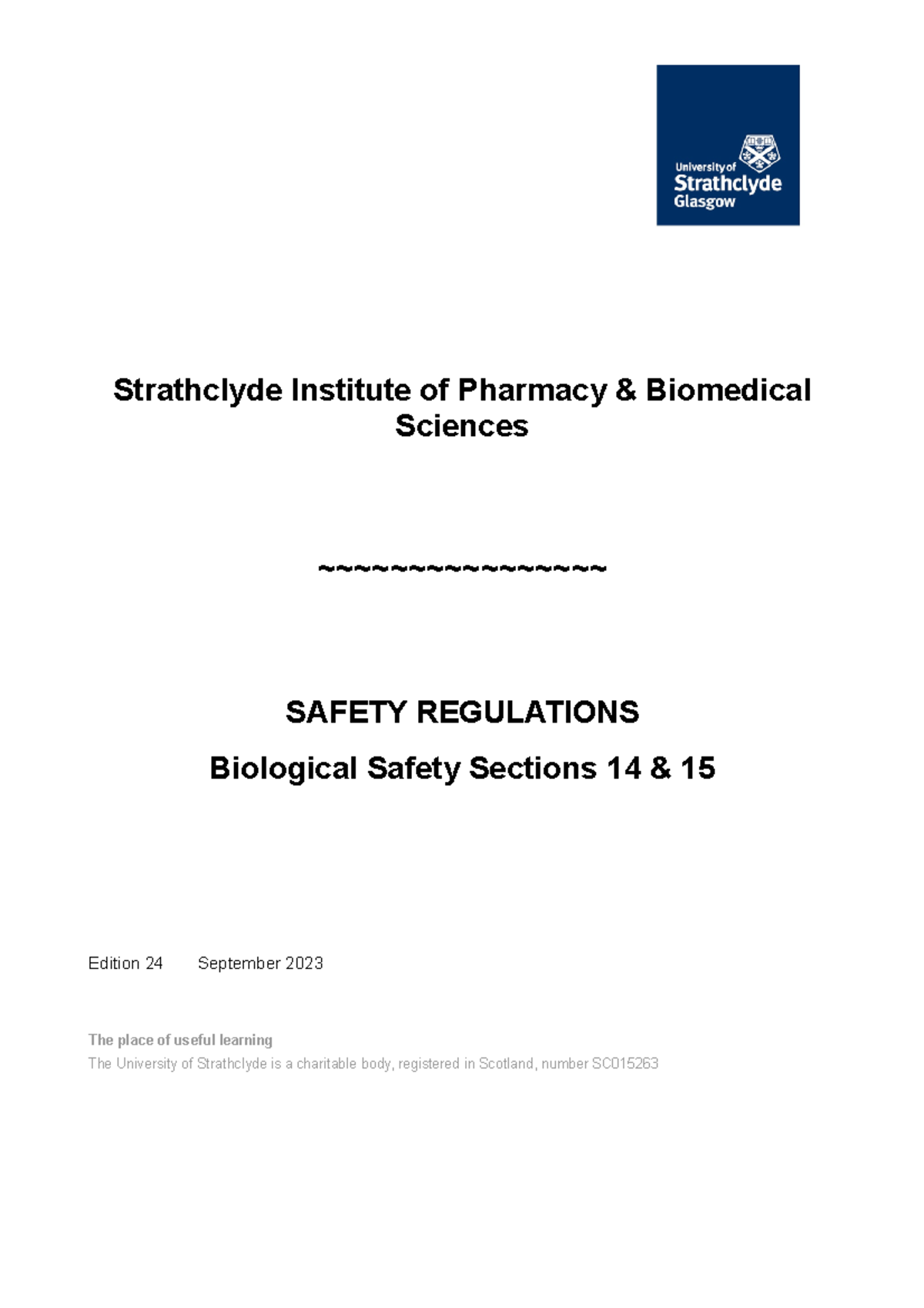 Sipbs Safety Regulations Biological Sections 14 15 - Strathclyde ...