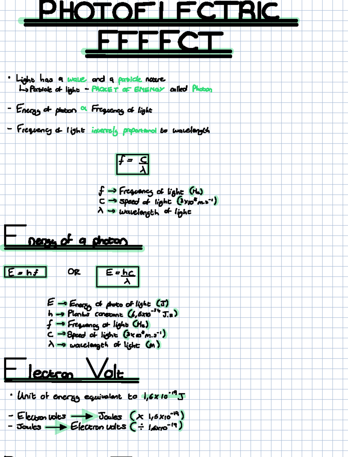 Prelim notes-Photoelectric affect - J C 2C C Light has a wave and a ...