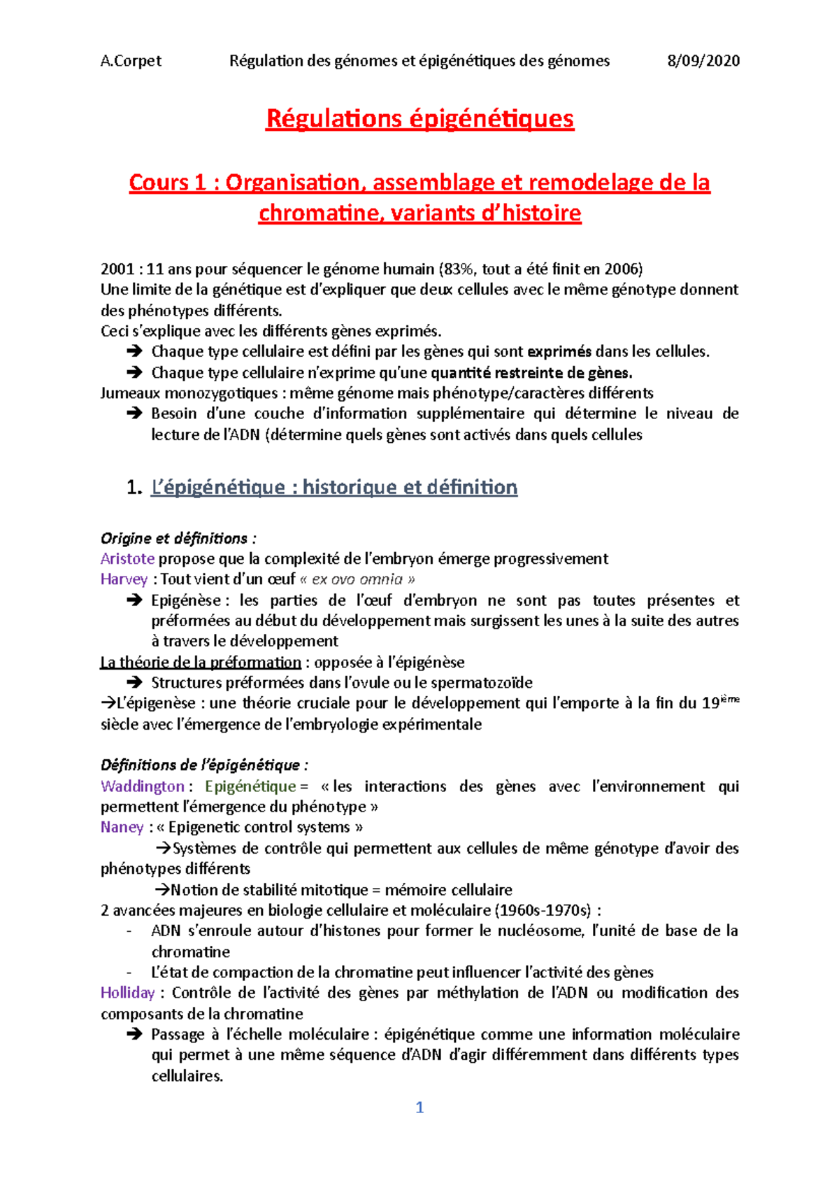 Régulation épigénétique - Régulations épigénétiques Cours 1 ...