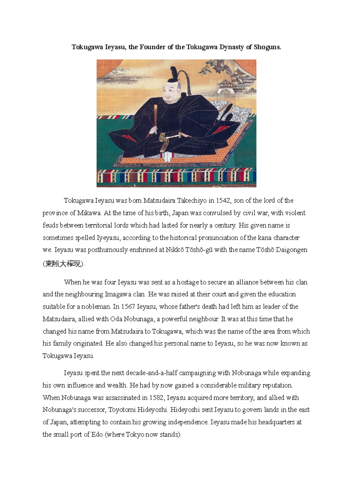 Tokugawa Ieyasu Profile - Tokugawa Ieyasu, the Founder of the Tokugawa ...