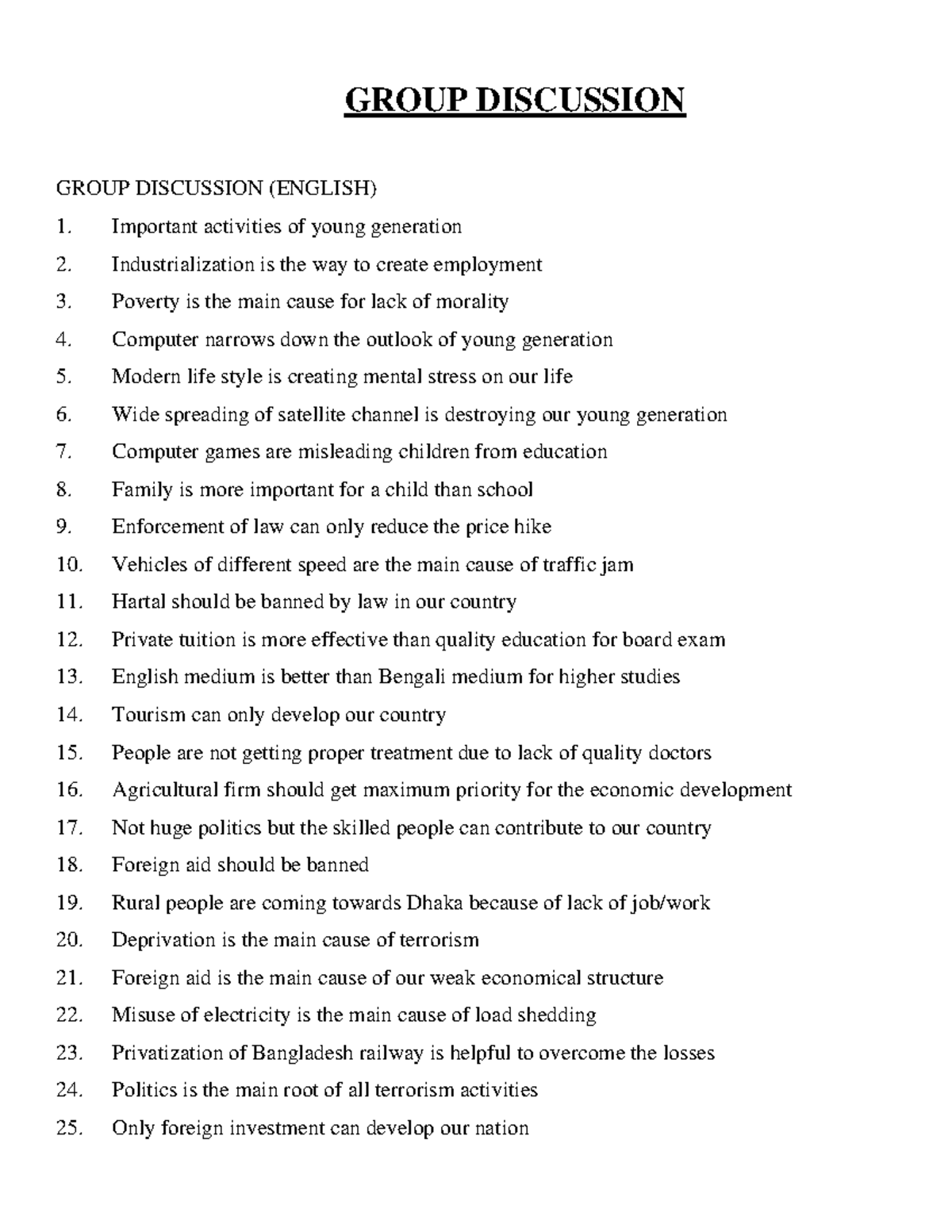 Group- Discussion - N/A - GROUP DISCUSSION GROUP DISCUSSION (ENGLISH ...