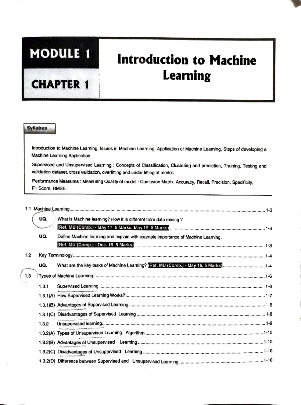 ML sem6 M1 - Machine Learning - Studocu