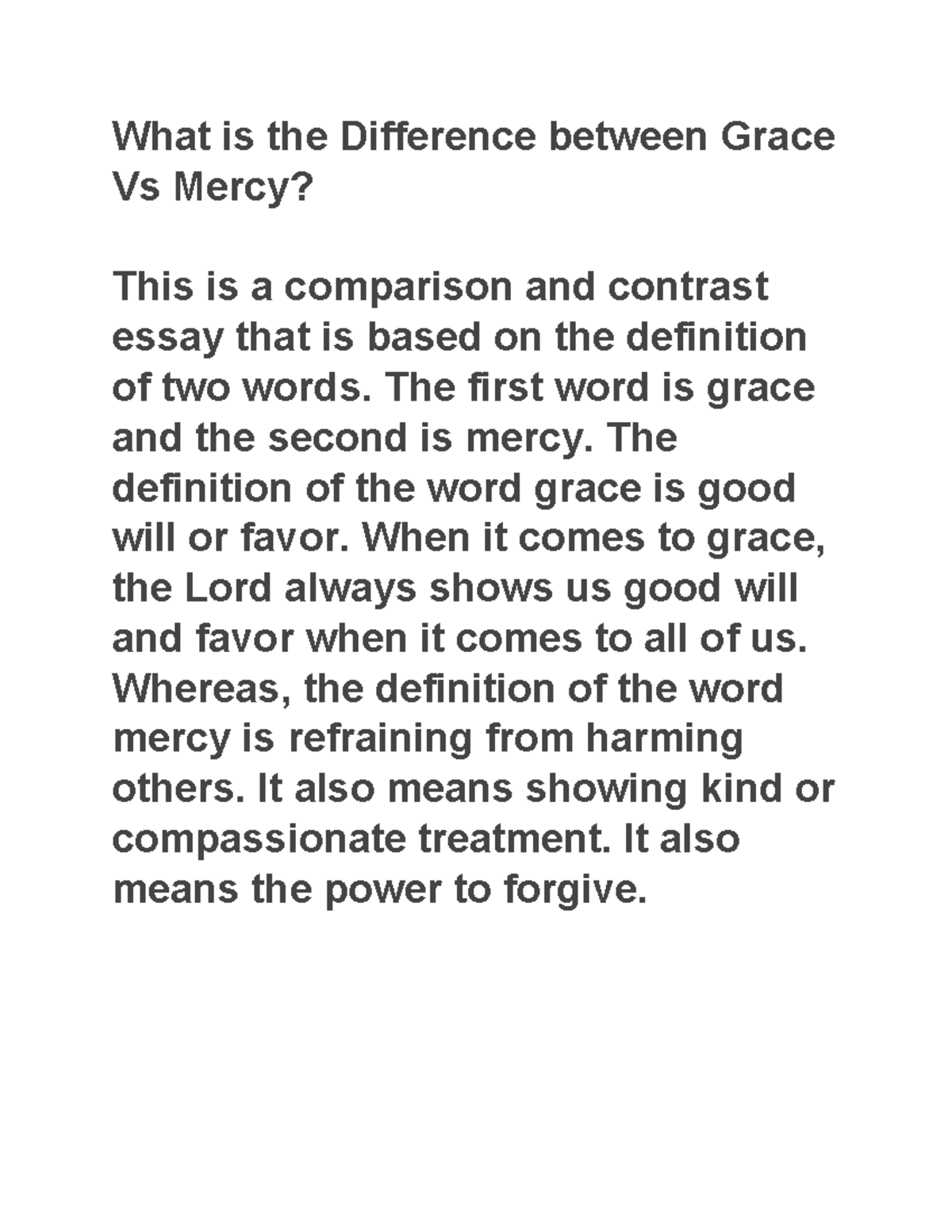 What is the Difference between Grace Vs Mercy - What is the Difference ...