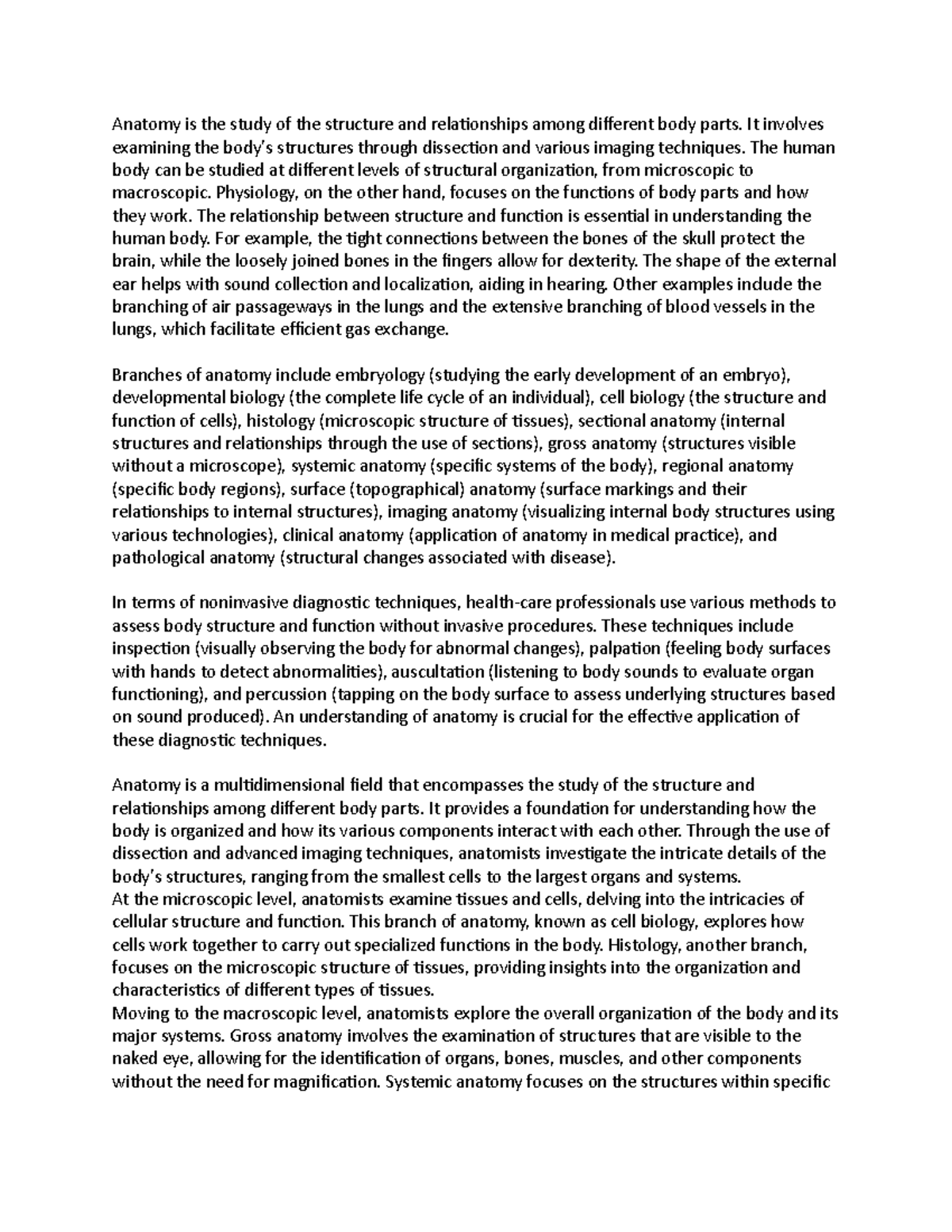 Chapter 1 An introduction to human body pt 1 - Anatomy is the study of ...