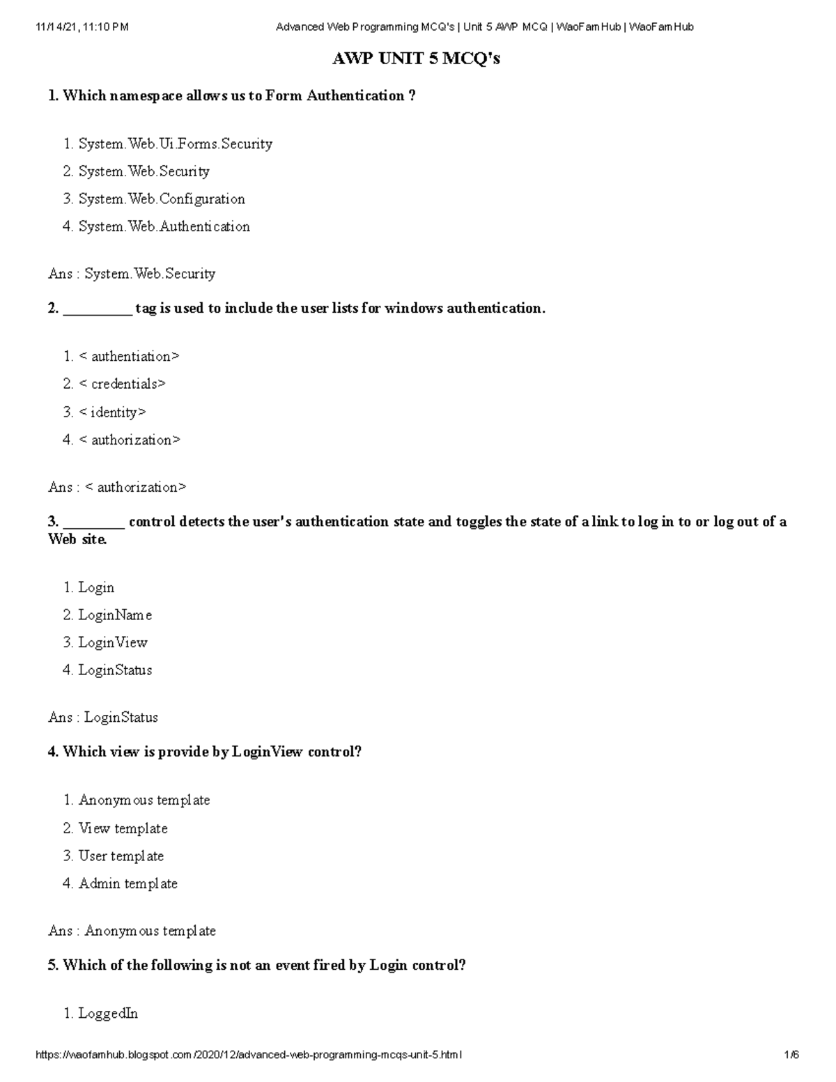UNIT-5-MCQ'S - Bsc. Information Technology - MU - Studocu