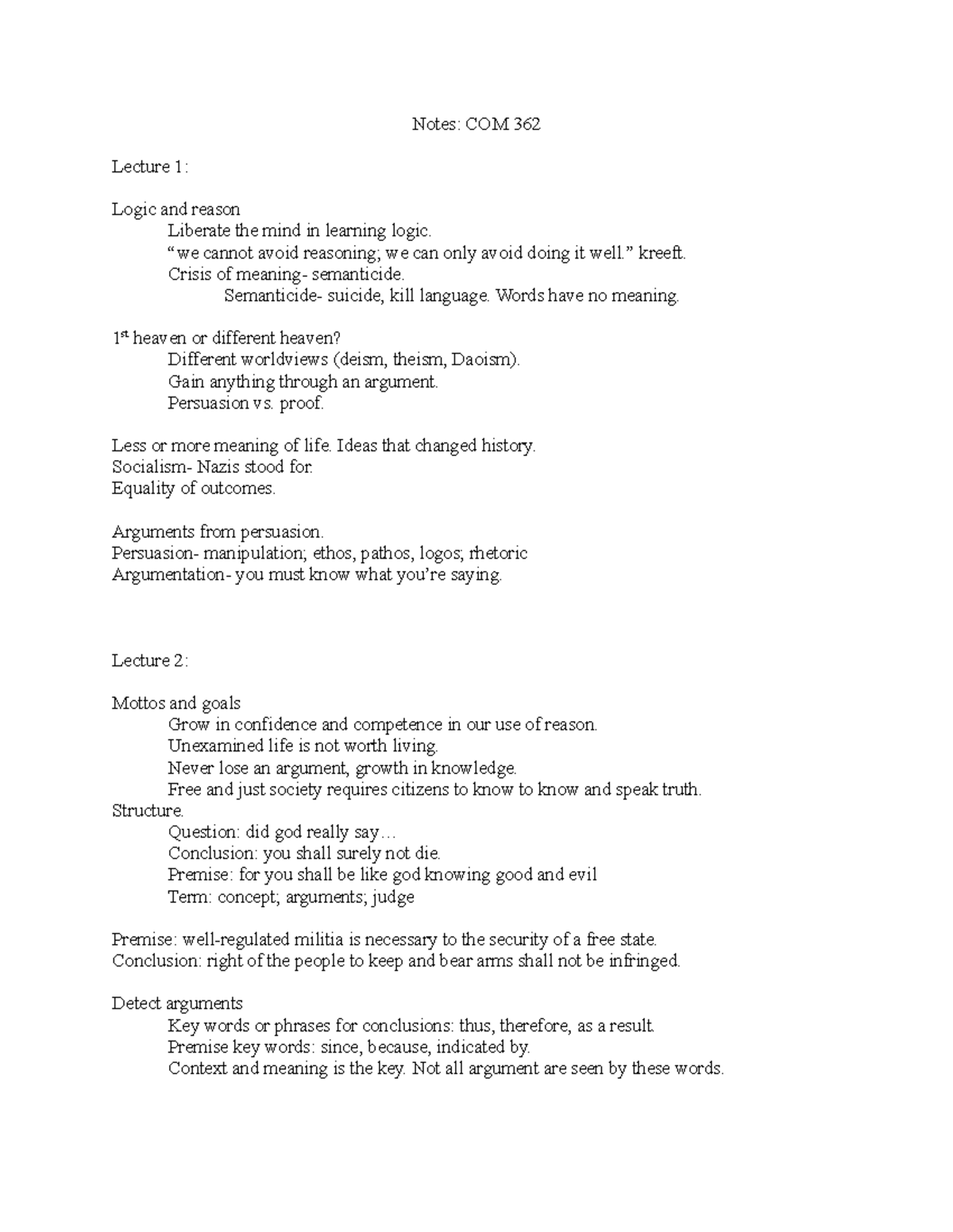 Notes COM 362 Notes COM 362 Lecture 1 Logic And Reason Liberate The notes-com-362-notes-com-362-lecture-1-logic-and-reason-liberate-the