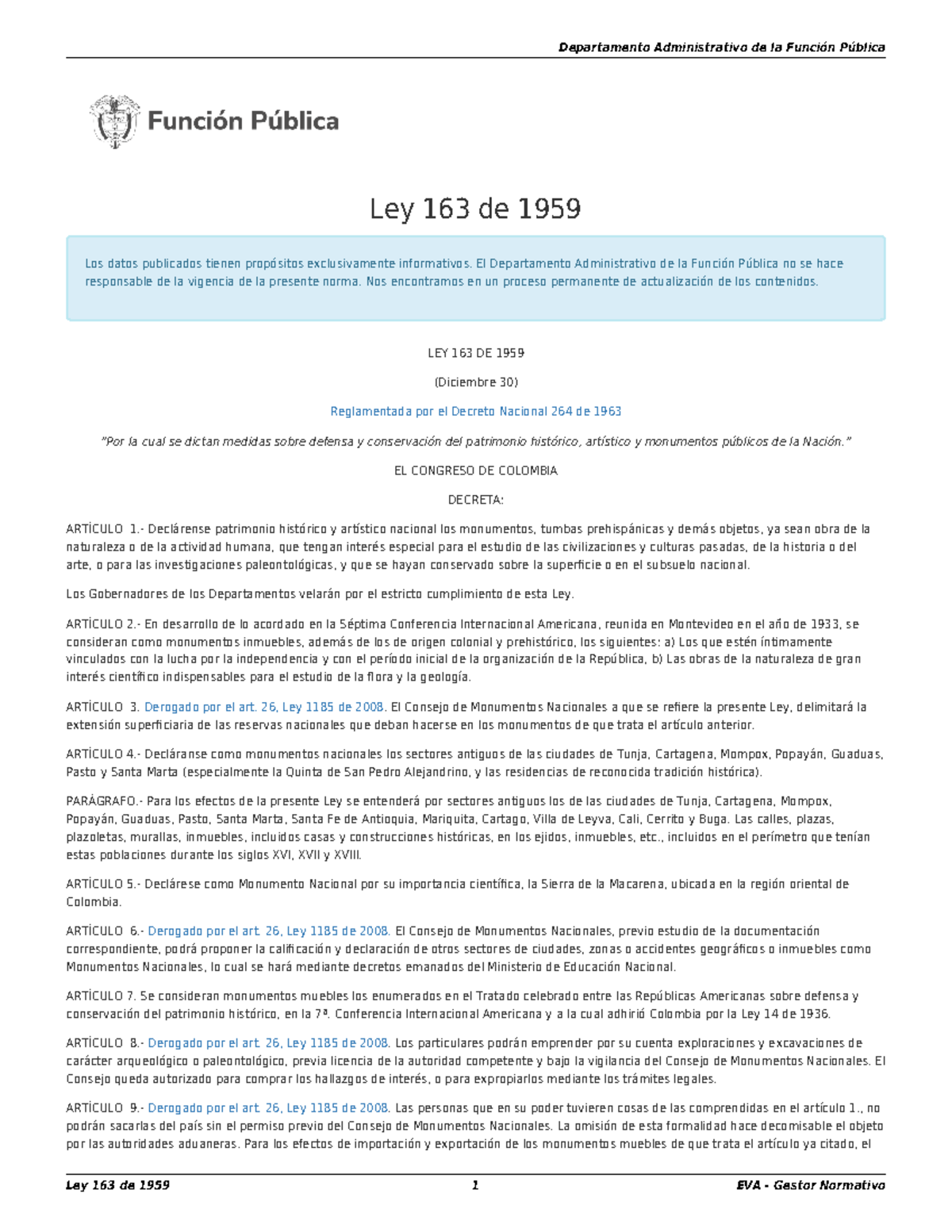 Ley 163 de 1959 - Ley 163 de 1959 Los datos publicados tienen ...