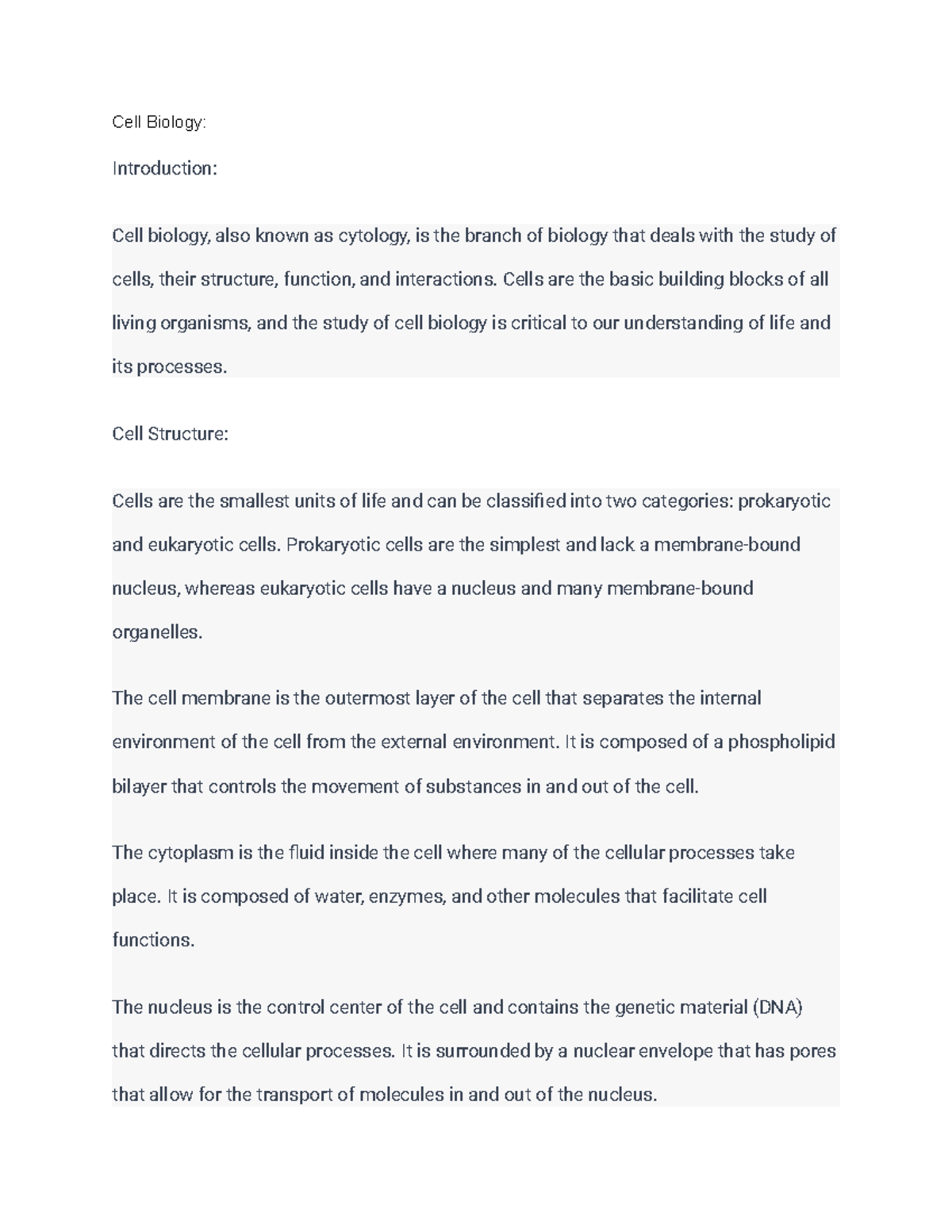 Cell Biology - Cell Biology: Introduction: Cell biology, also known as ...