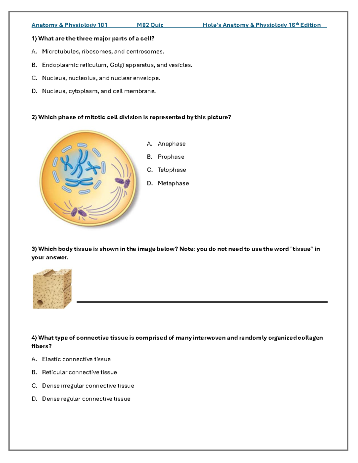 M02 Quizpdf - Module 2 Quiz - What are the three major parts of a cell ...