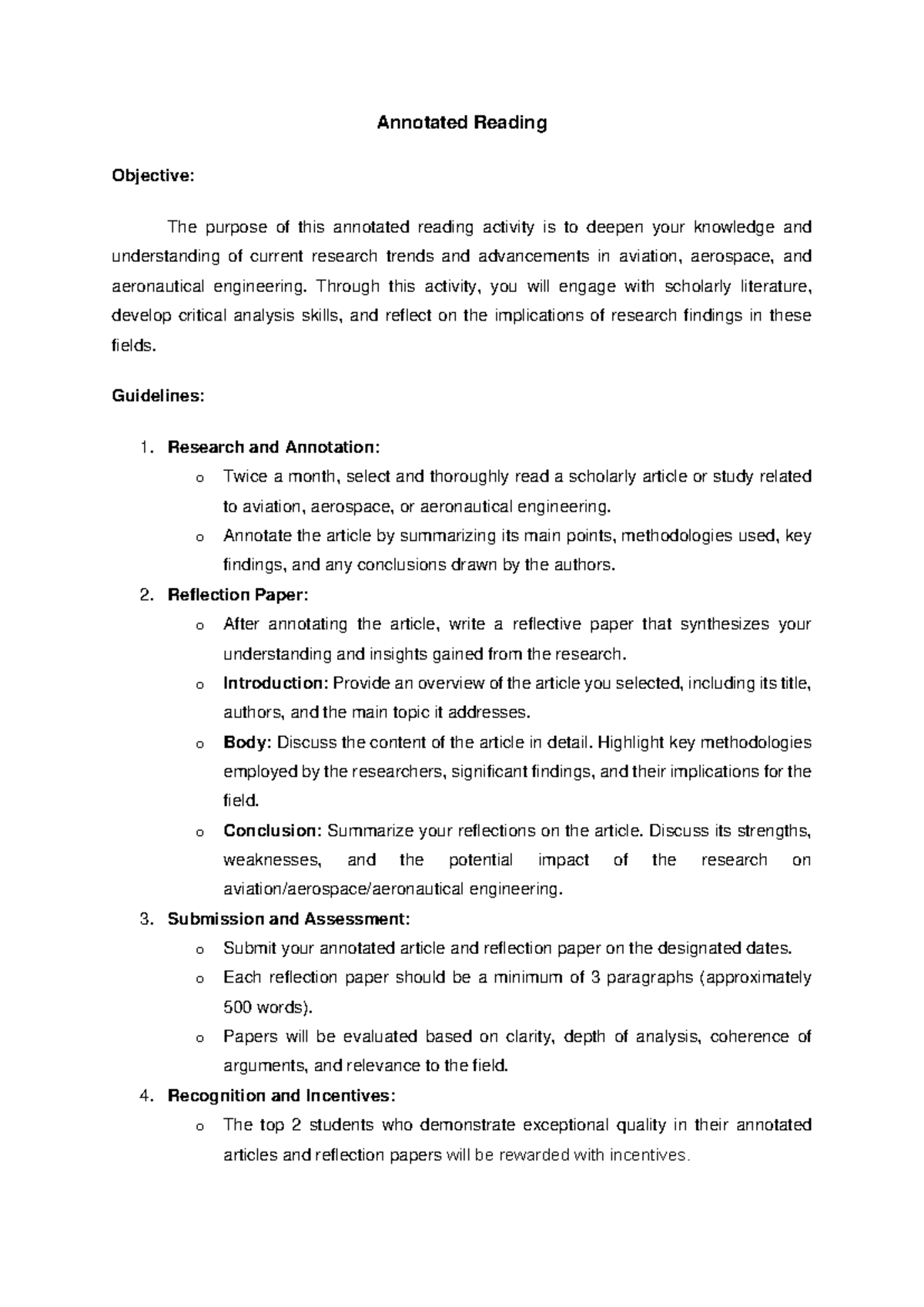 Annotated-Reading - Assignment - Annotated Reading Objective: The ...