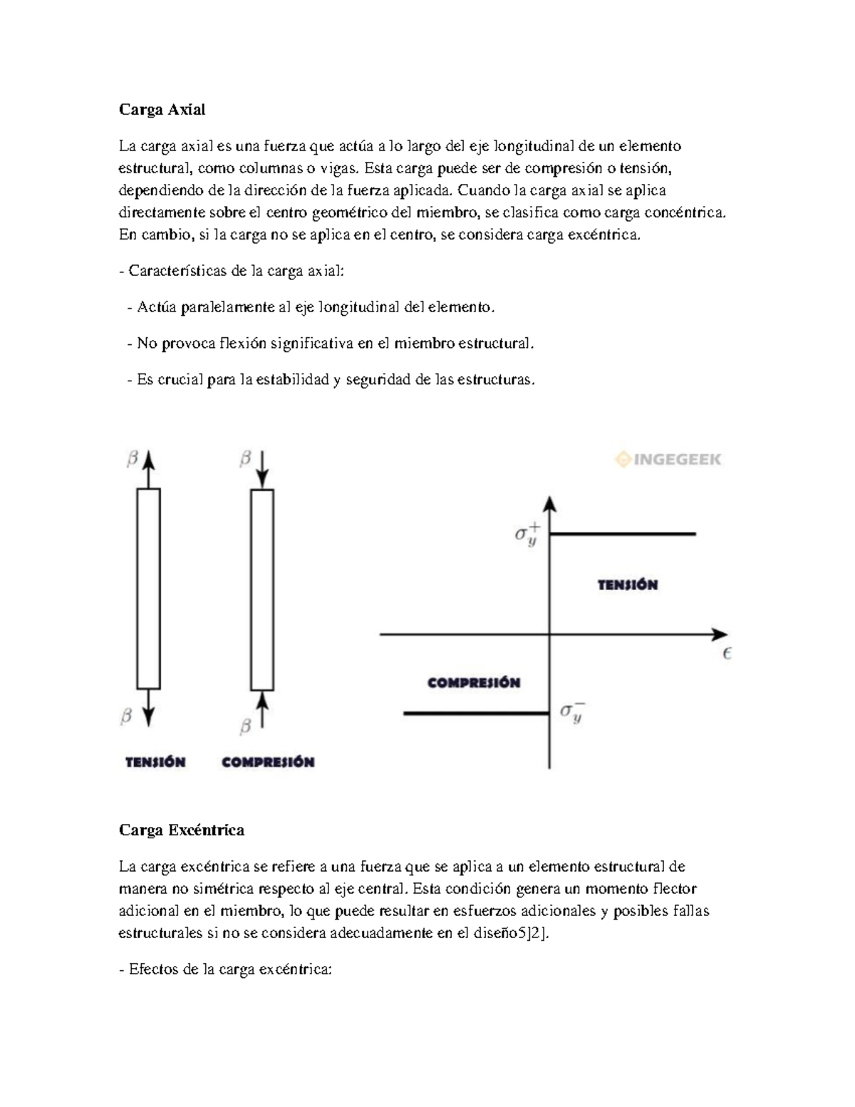 Cargas axial, concentricas - Carga Axial La carga axial es una fuerza ...
