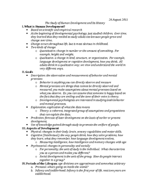 LS-Ch 1 Outline - Summary Life Span Human Development - Chapter Should ...