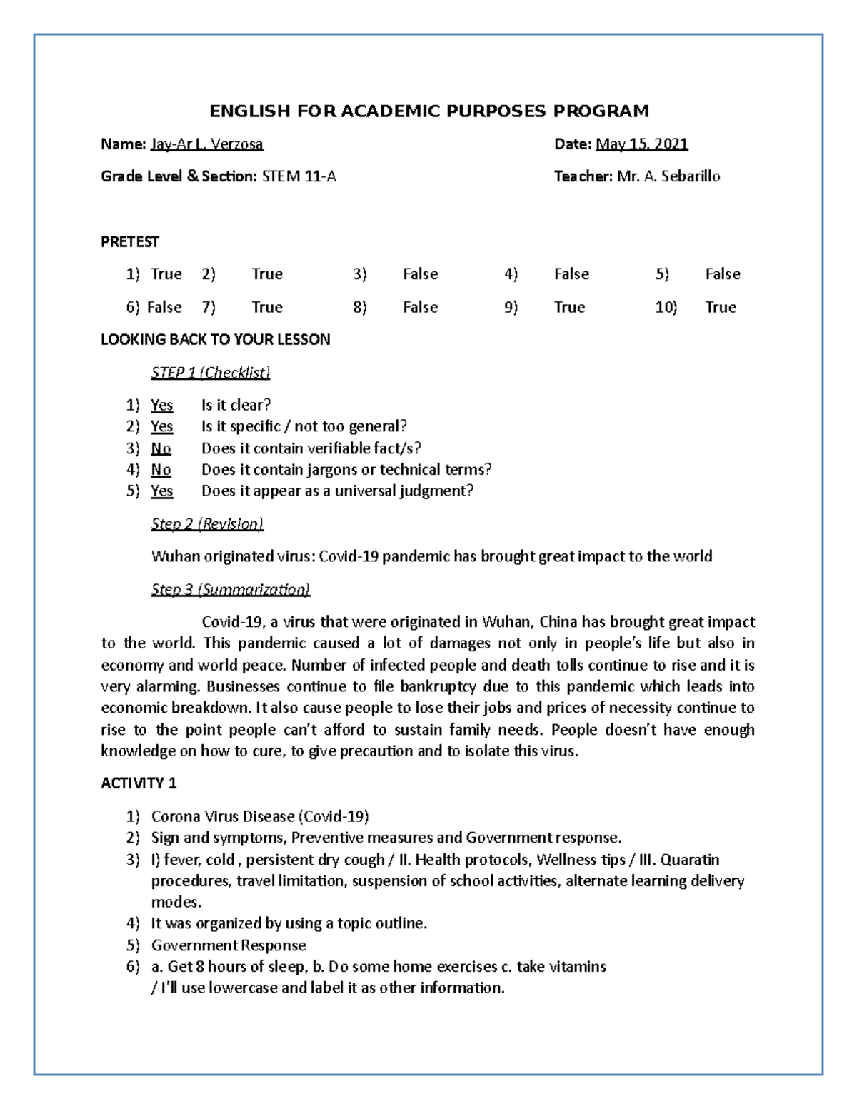 Module 5 (EAPP) - Reading and writing - ENGLISH FOR ACADEMIC PURPOSES ...