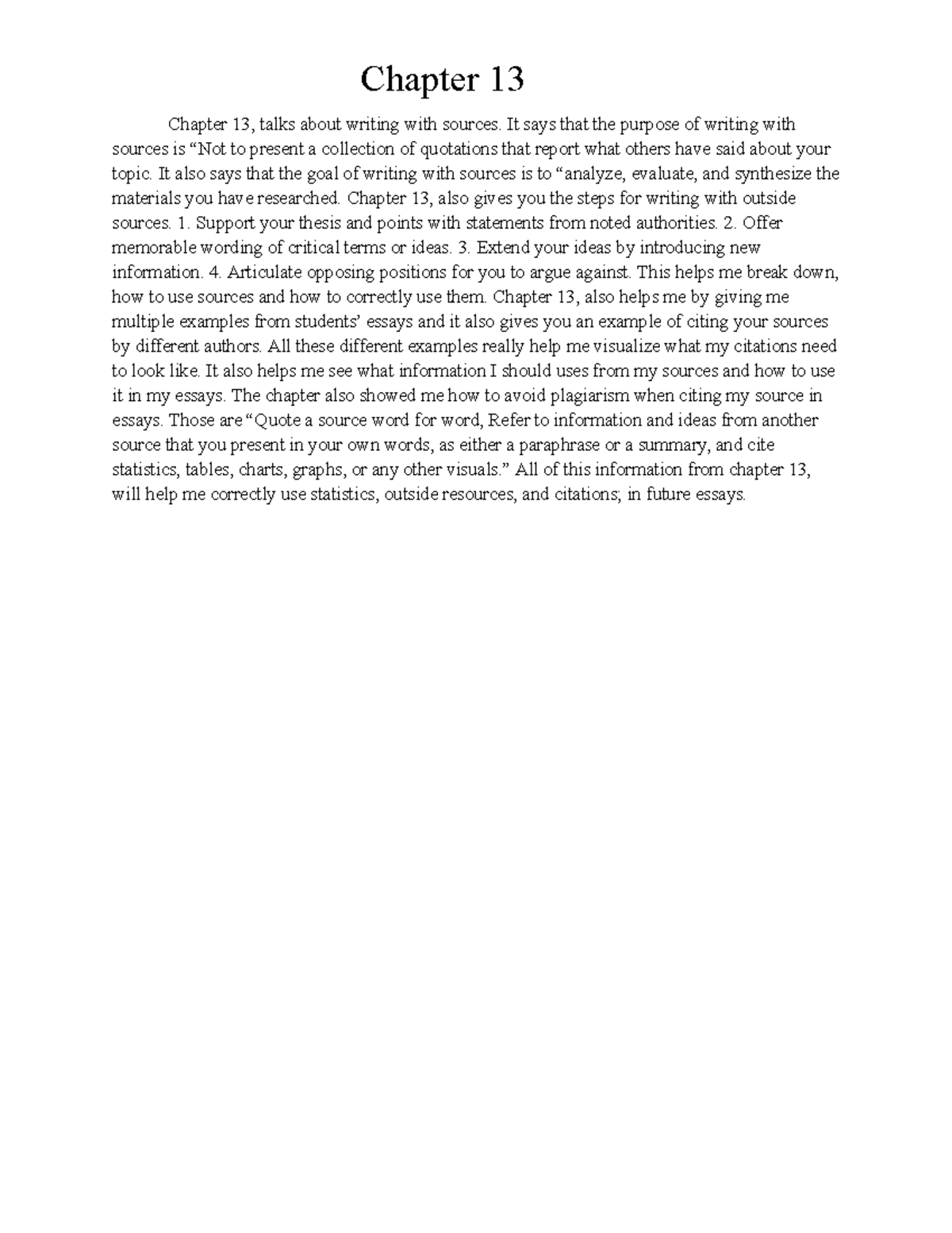 Chapter 13 refecltion - Chapter 13 Chapter 13, talks about writing with ...