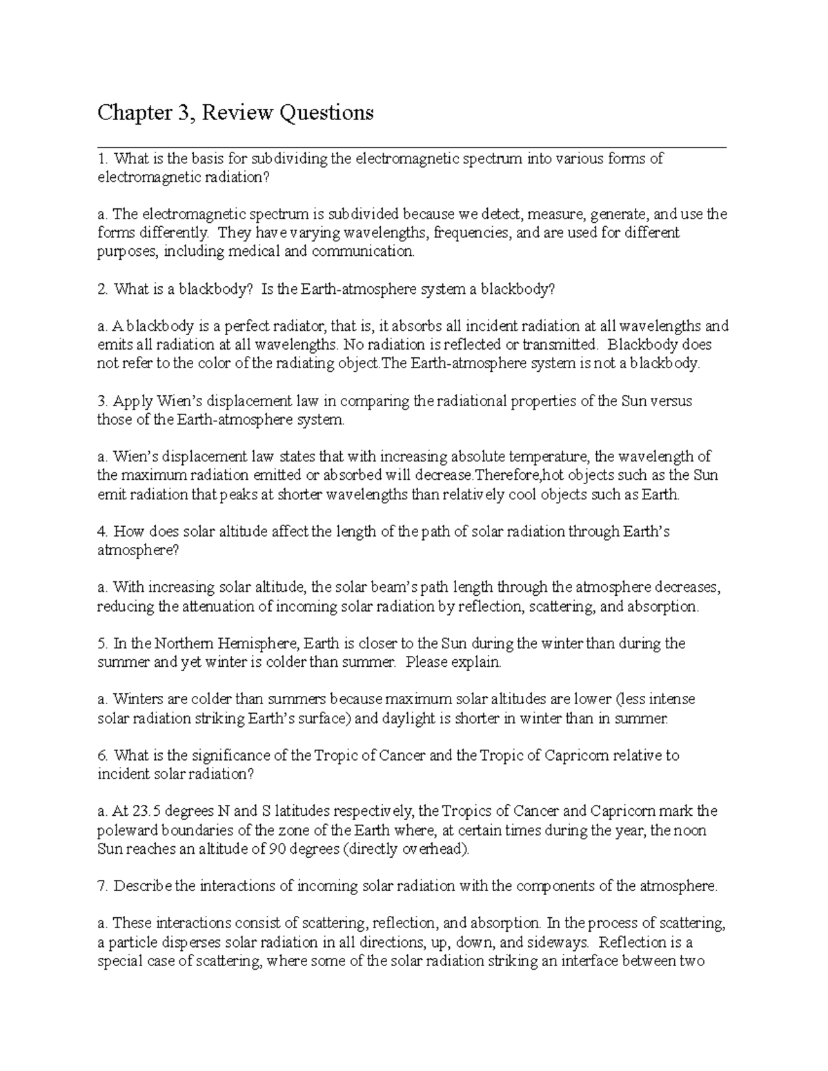 METO 1010 Chapter 3 S16 - Chapter 3, Review Questions - Studocu